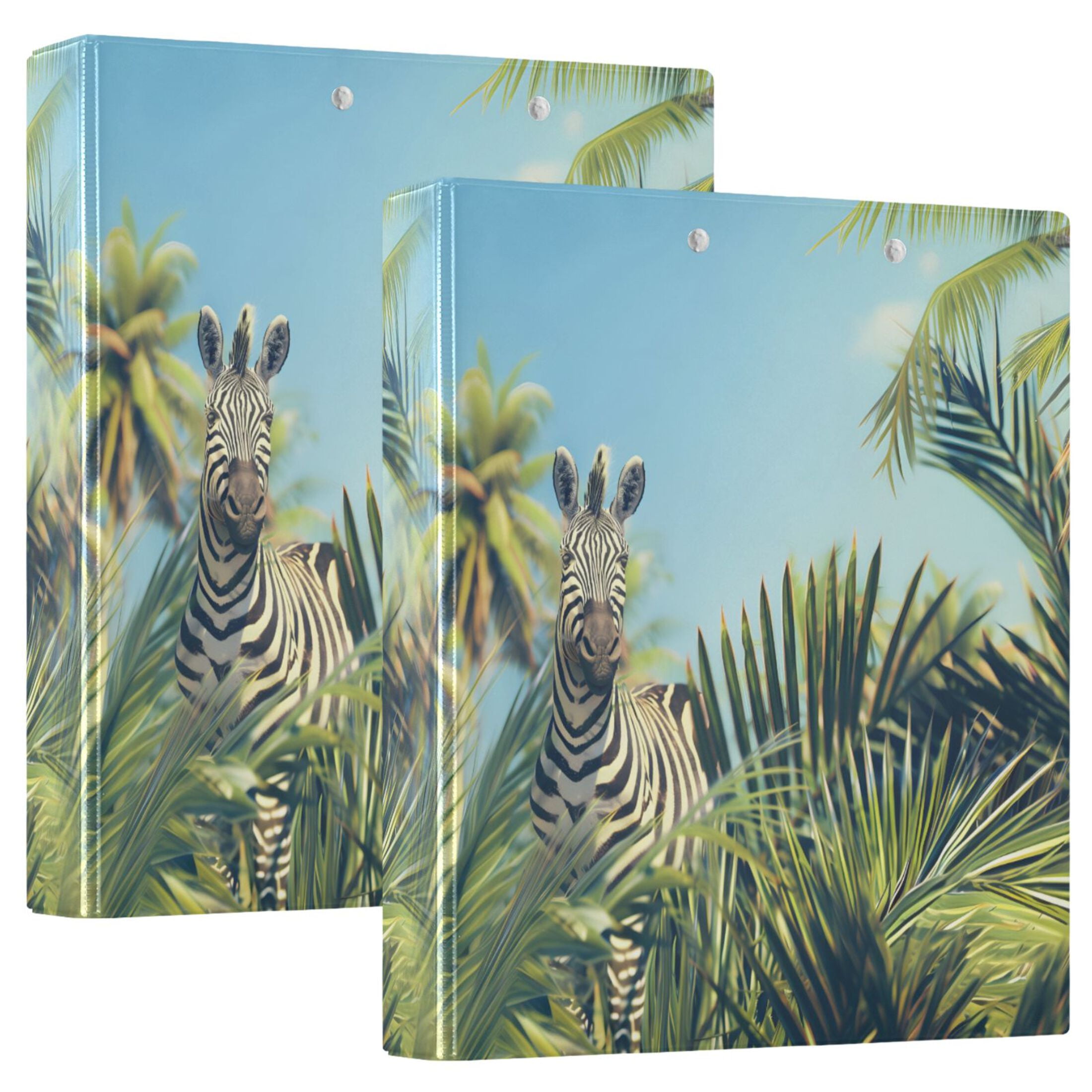 joogoo Zebra in Palm Tree Hardcover 3 Ring Binder 1.5" Round Rings ...