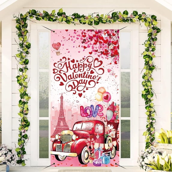 jopioc Lover Party Door Cover 3x6ft Happy Lover Day Door Banner ...