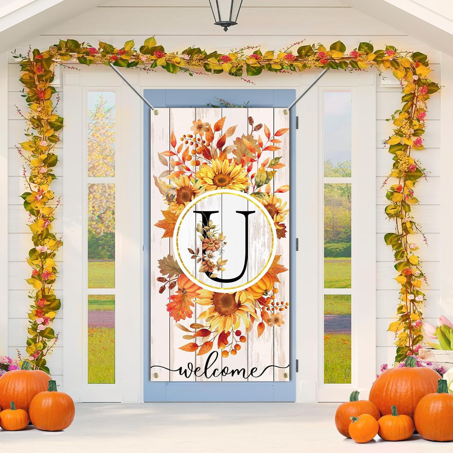 jopioc Monogram Letter O Flag Door Banner, Large Fall Thanksgiving ...