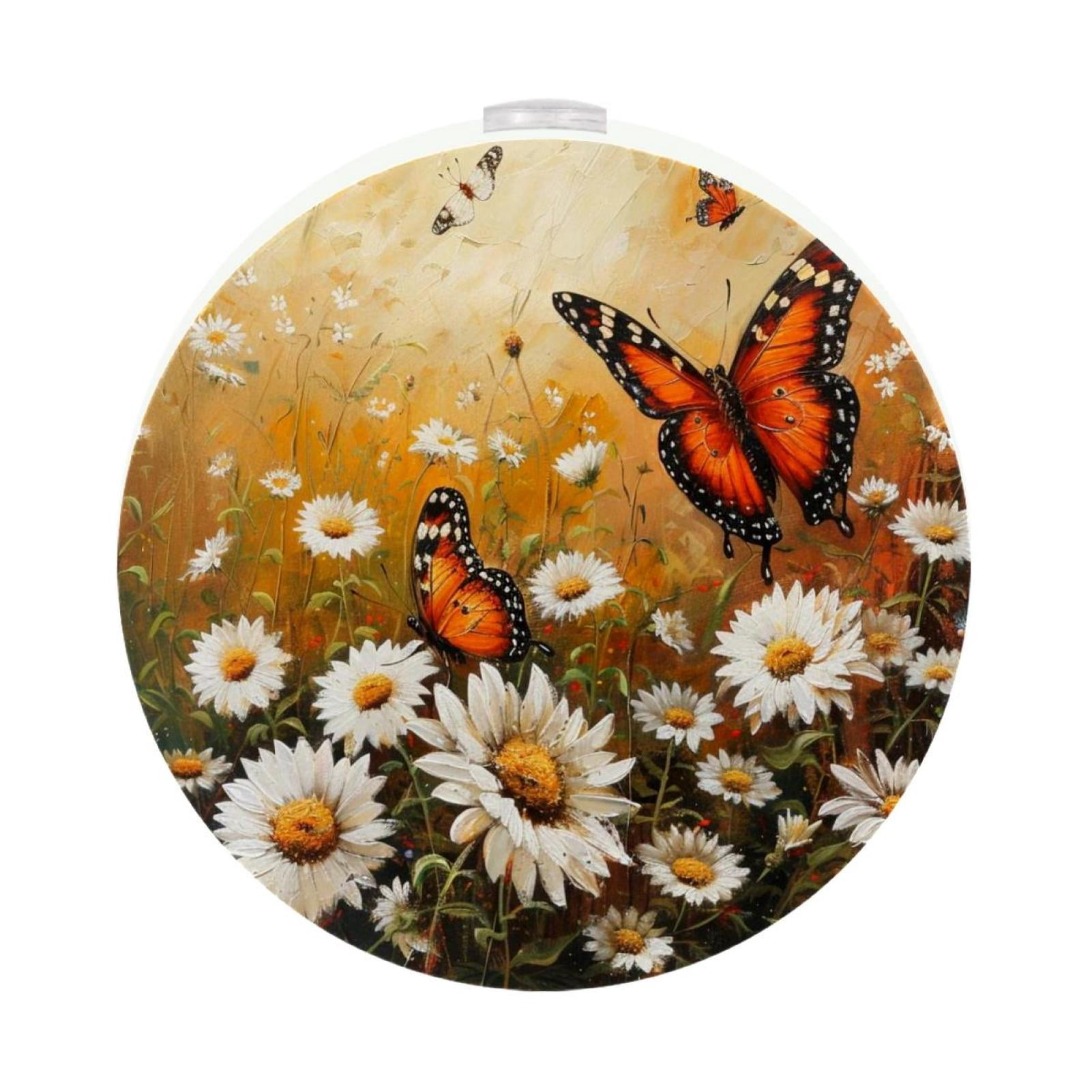 josid Butterfly Pattern Round LED Night Light 2-Pack Plastic Circular ...
