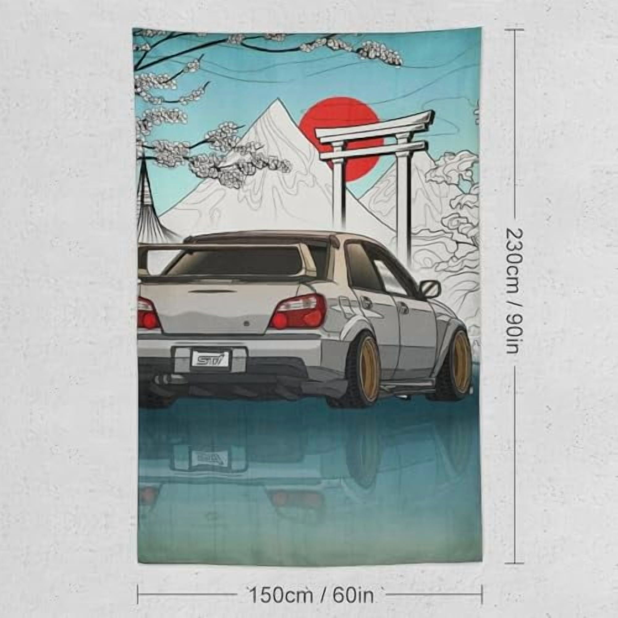 josnmre Impreza Wrx Jdm Car Art Japan Fuji Temple Sunset Tapestry Wall ...