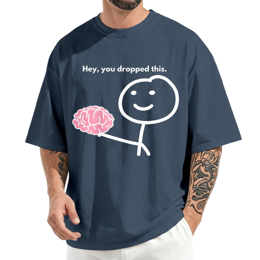 jowamay Mens Funny T Shirts Hey You Dropped This Brain Funny Meme T ...