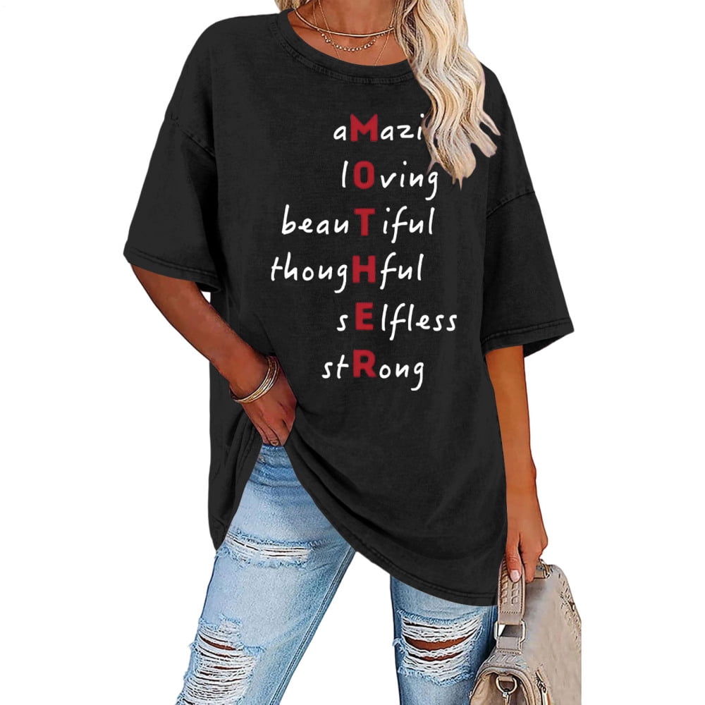 jowamay Vintage Oversized Tshirts for Women Goose Bumps Washed Cotton T ...