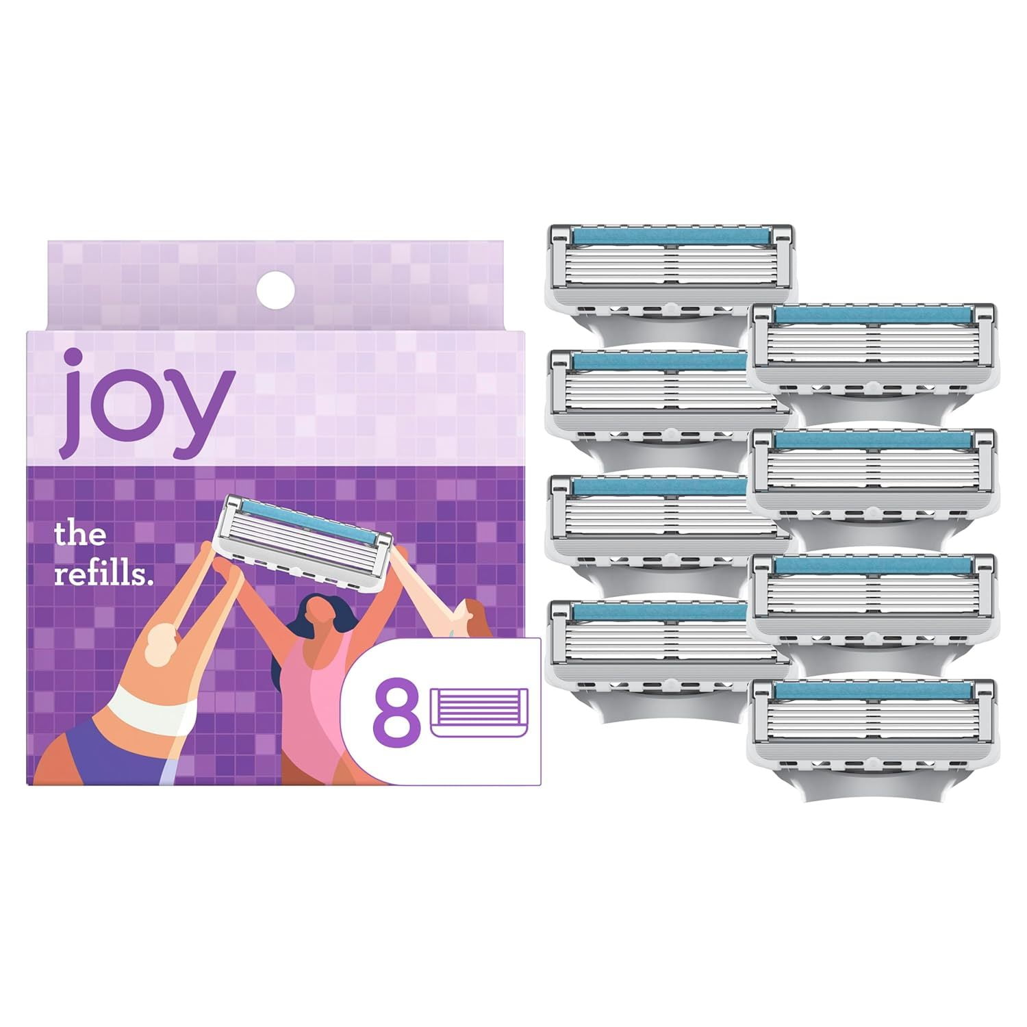 joy Womens Razor Blade Refills, 8 Count, Purple, Lubrastrip to Help ...