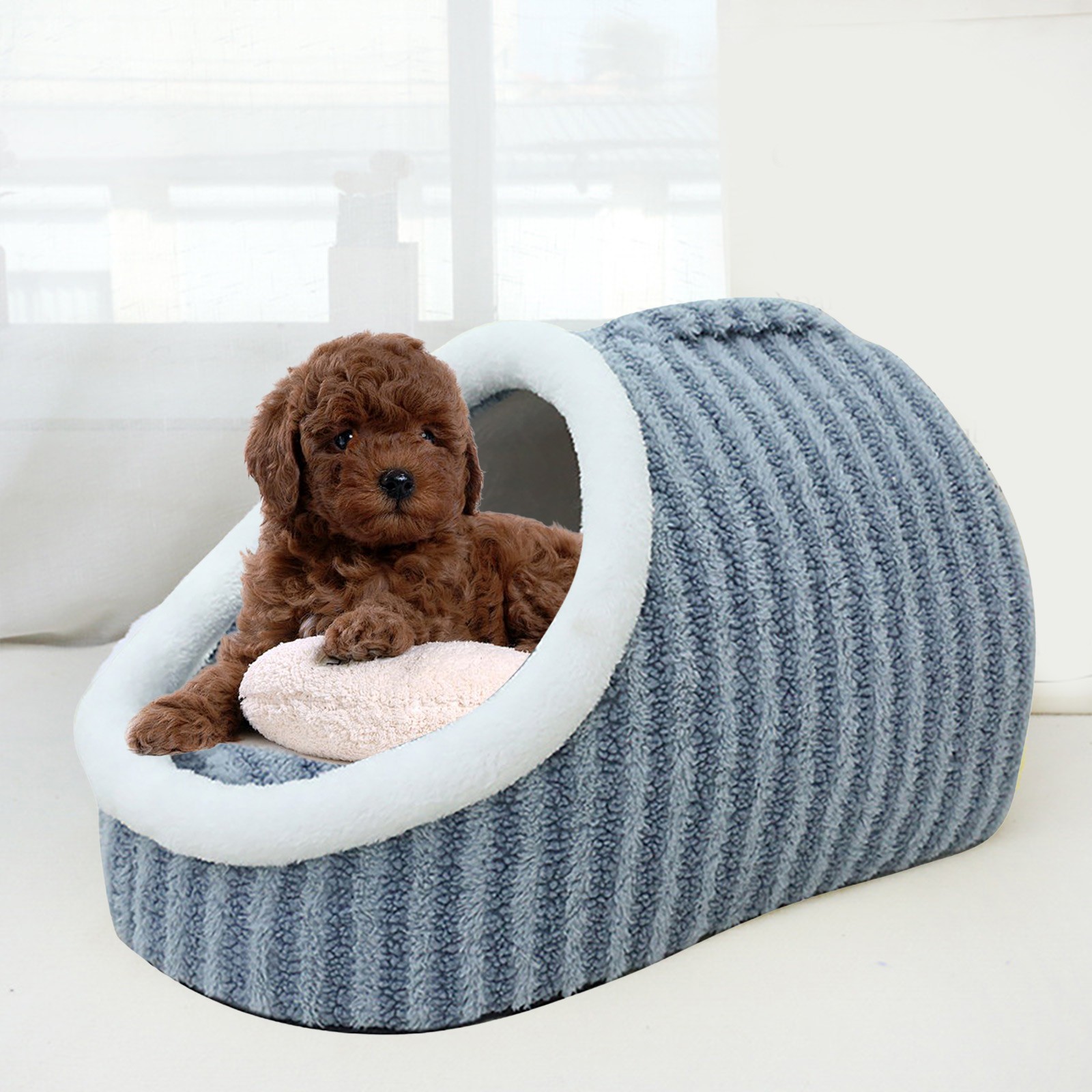 joyioe Dog Bed with Cover Cave Zentric Cozy Hideaway Pet Bed Cozy Cave ...