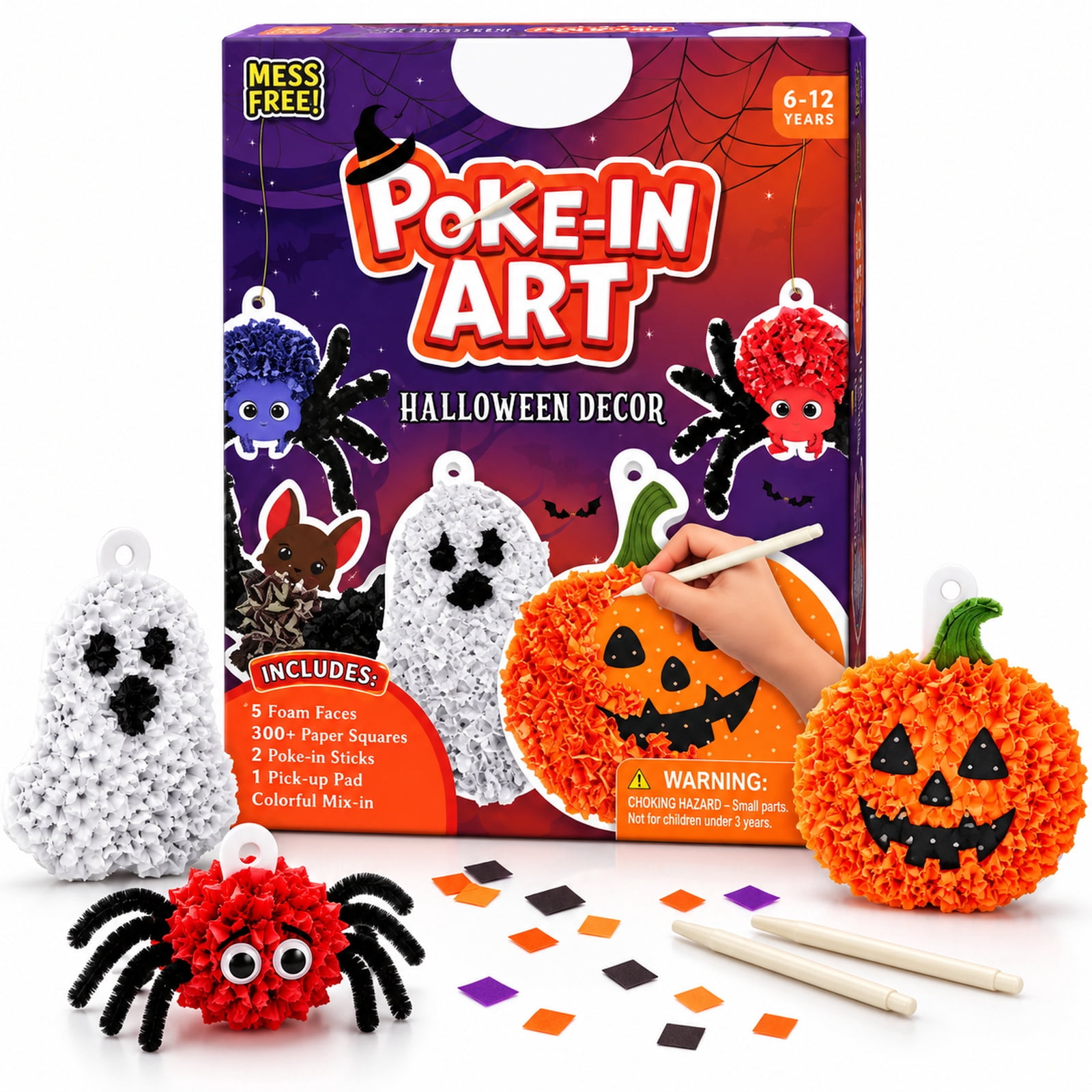 joyioe Halloween Poke Art Kit Mess Free Fabric Craft Set with 5 Foam ...