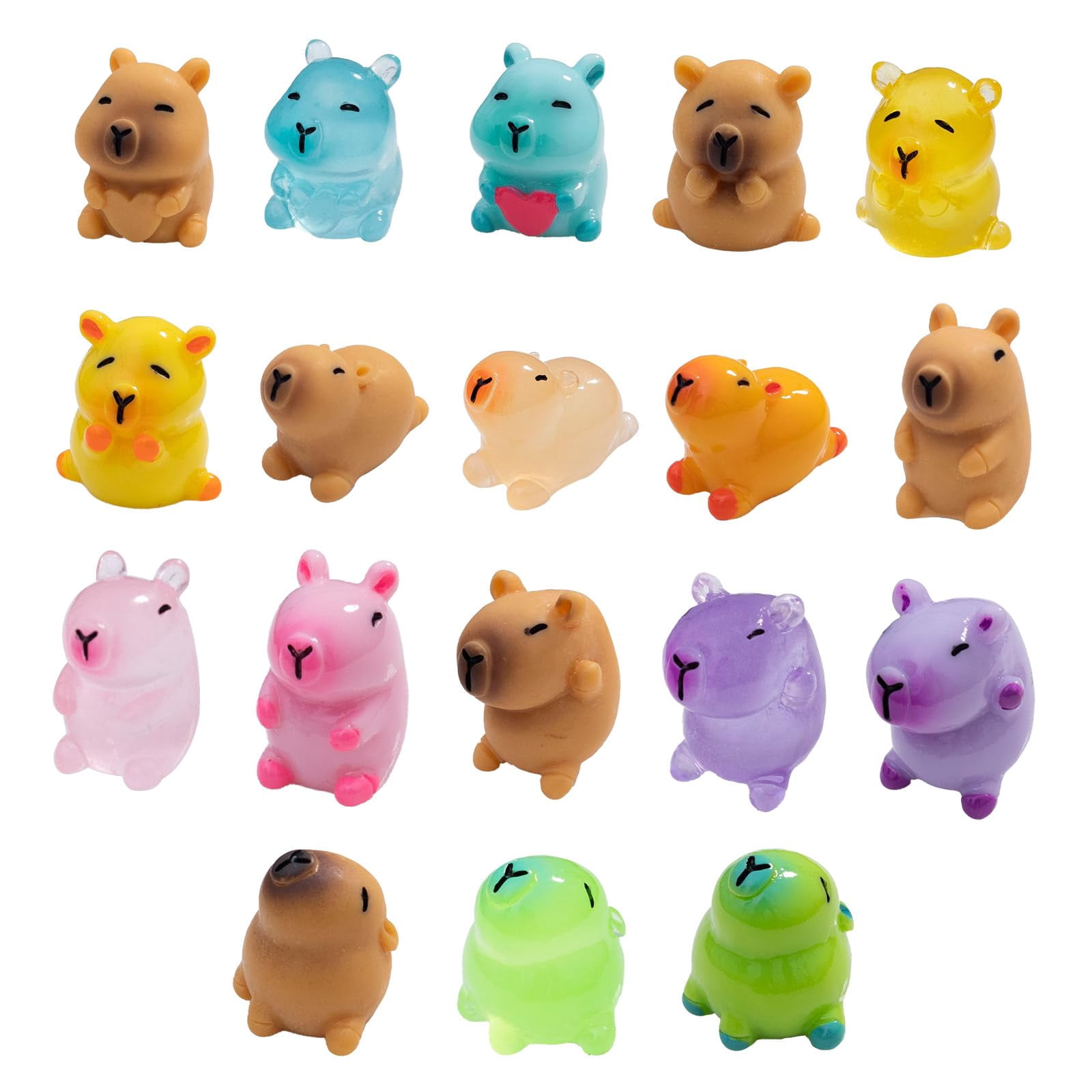 jrootouh Mini Resin Cat Tiny Animal Miniature Figures Glow in The Dark ...