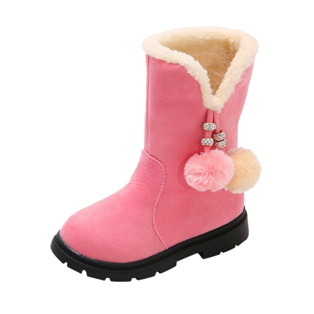 jsaierl Children Kids Baby Girls Winter Warm Solid Hairball Snow Short ...