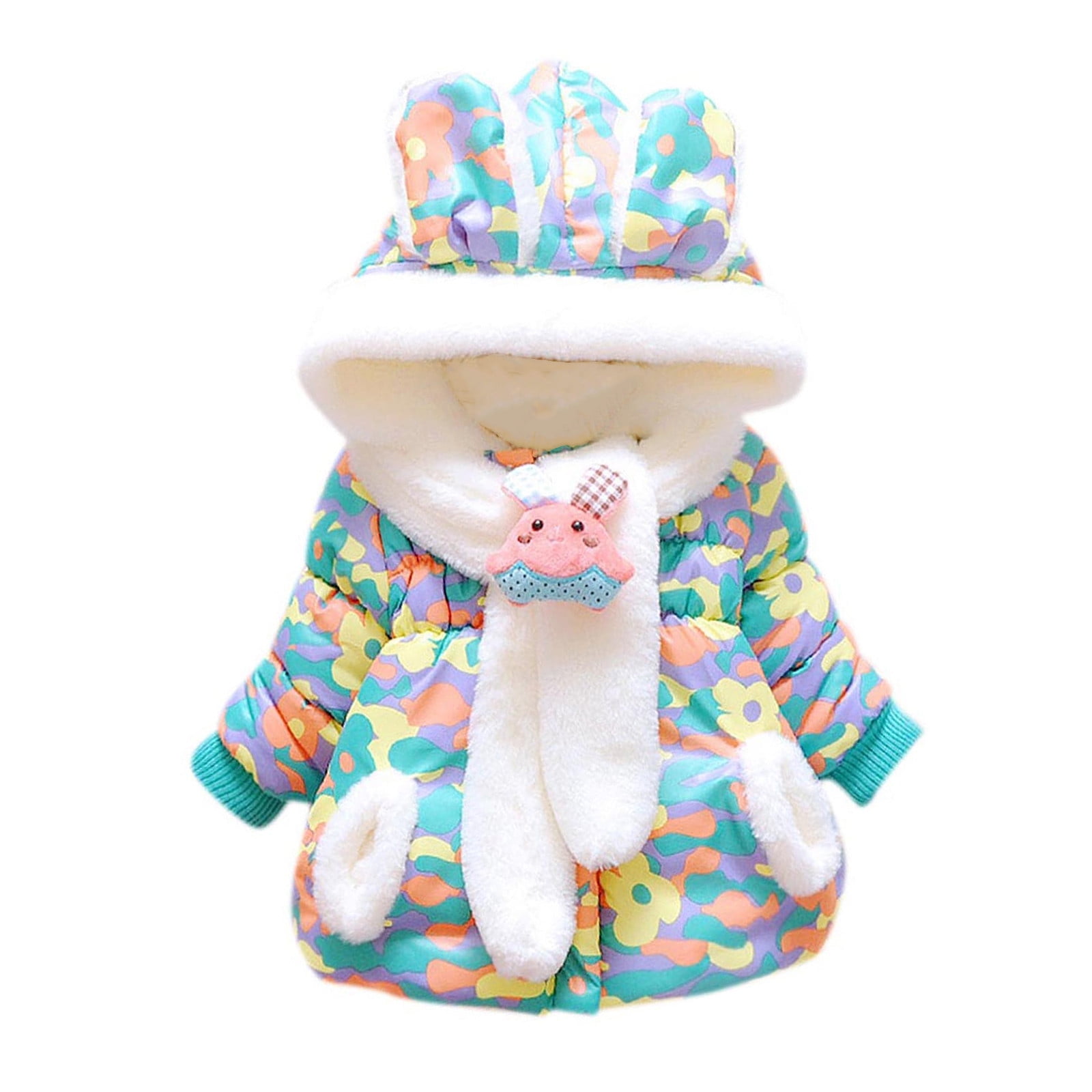 jsaierl Children Kids Girls Cartoon Rabbit Ear Hoodie Fleece Lined Coat ...