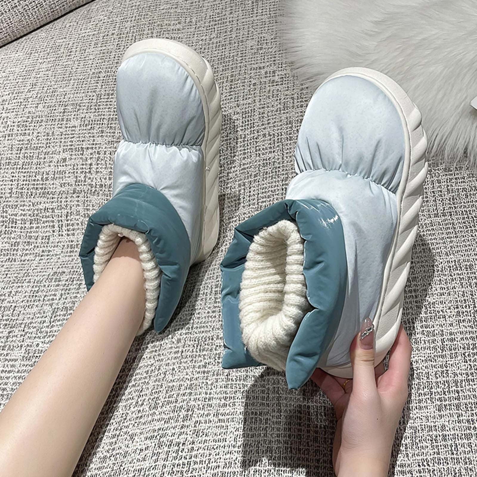 jsaierl Down Cloth Snow Boots Women's Winter High Top Cotton Shoes Wool ...