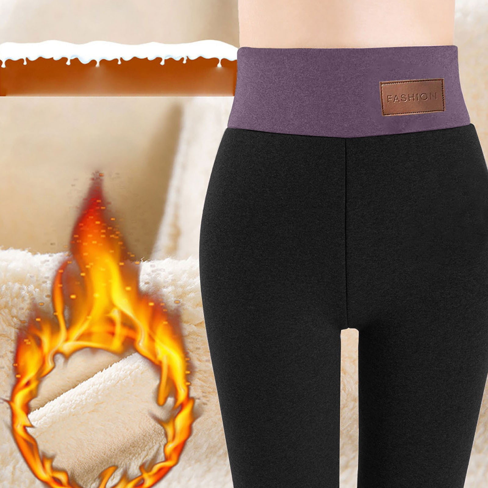 jsaierl Fleece Lined Leggings Women Thermal Thick Warm Tights Sherpa ...