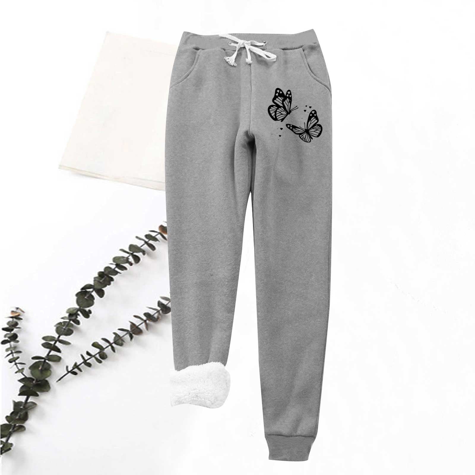 jsaierl Fleece Lined Sweatpants Women Petite Thick Warm Pants Sherpa ...