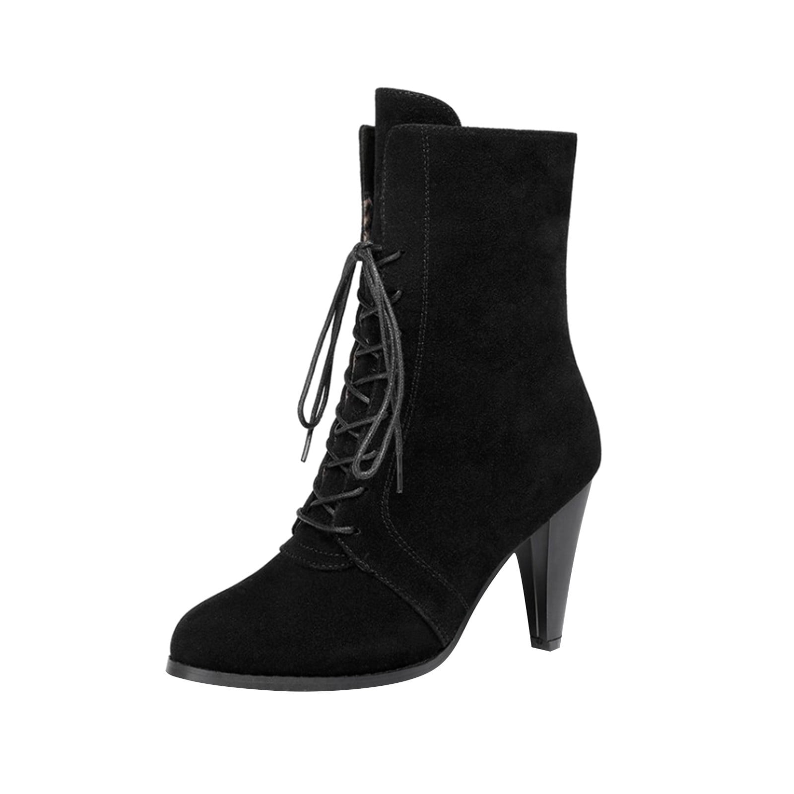 jsaierl High Heel Boots for Women Stiletto Ankle Booties Round Toe Lace ...