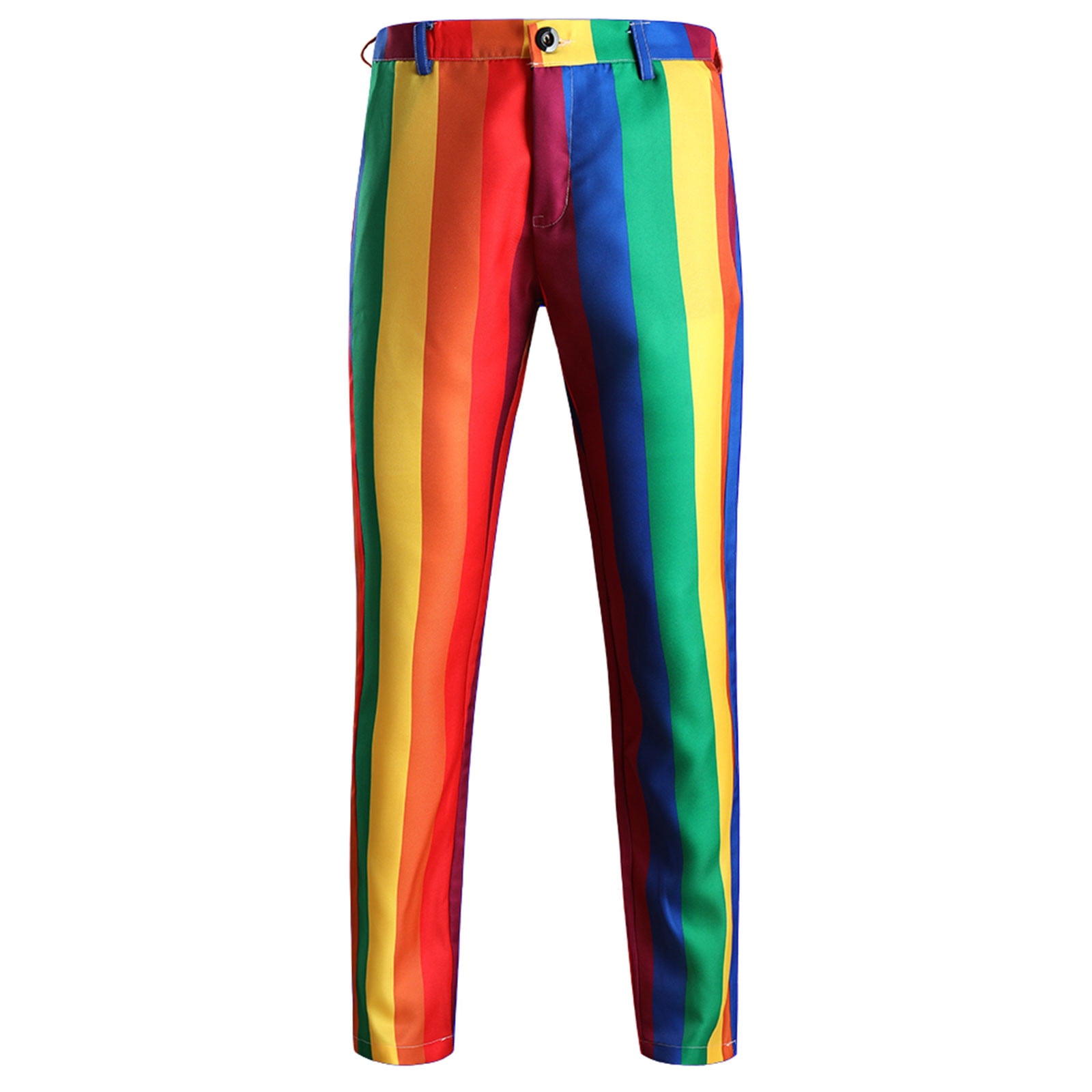 jsaierl Men's Colorful Printed Pants Casual Slim Fit Straight Rainbow ...