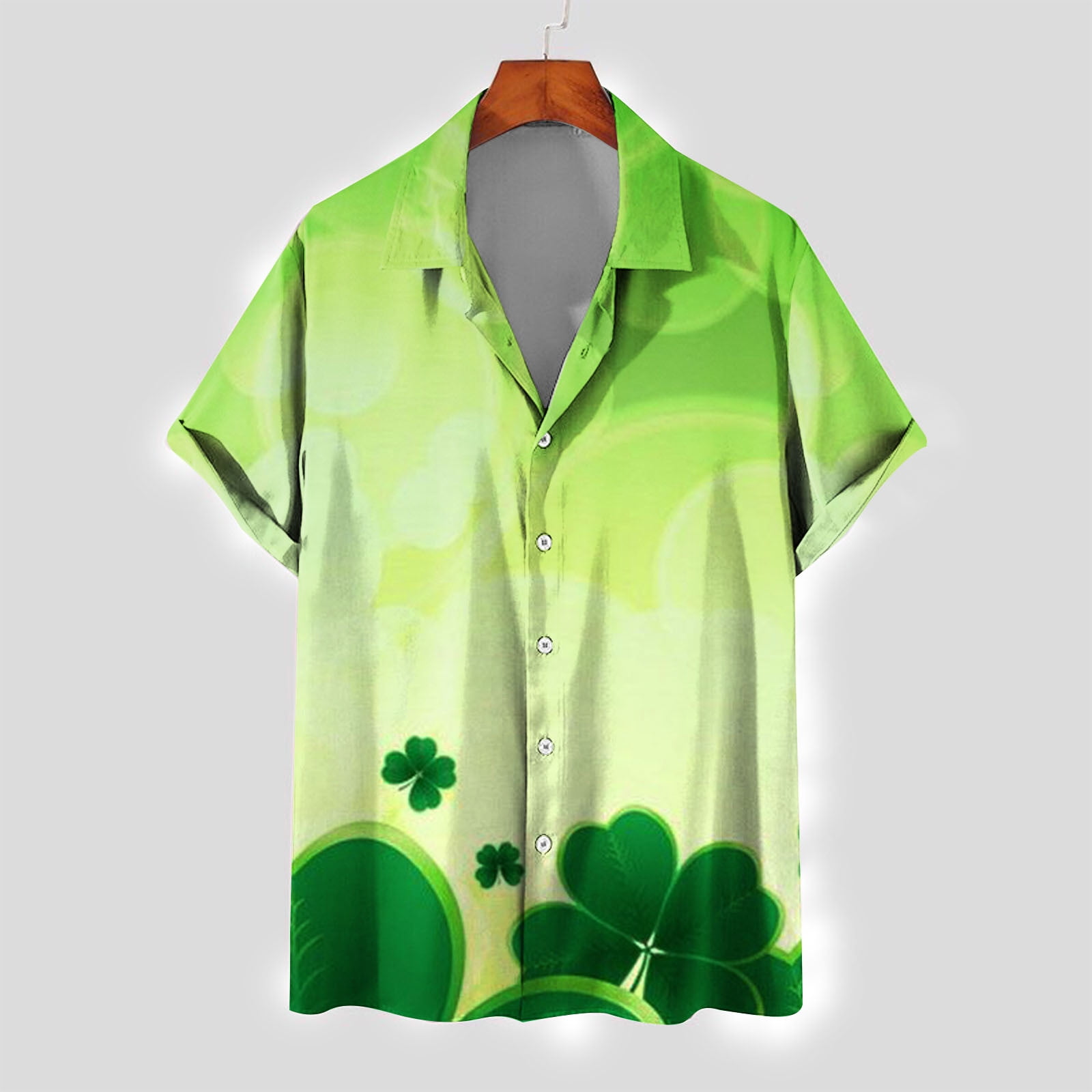 jsaierl Men's St Patricks Day Hawaiian Shirts Funny Four Leaf Clover ...