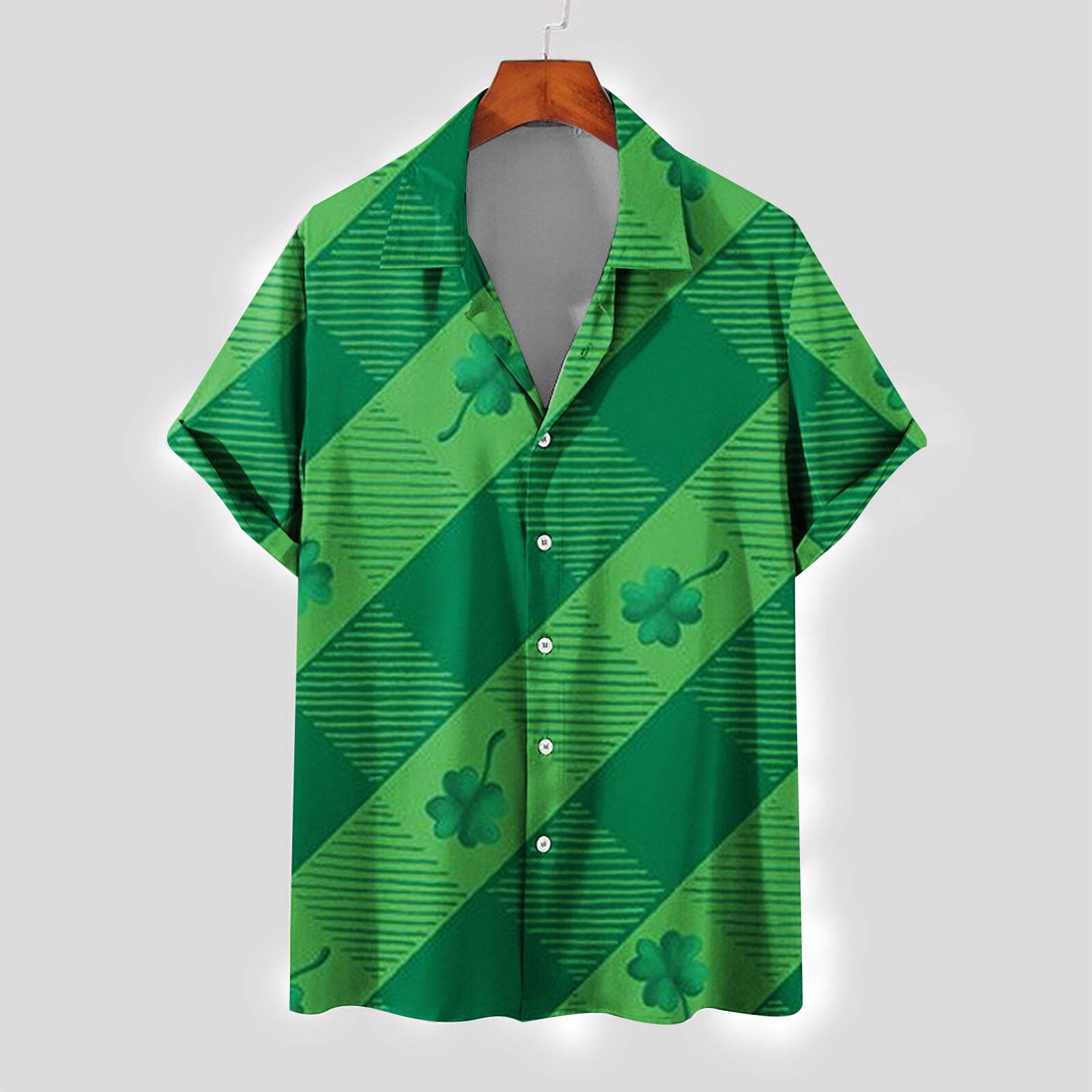 jsaierl Men's St Patricks Day Hawaiian Shirts Funny Four Leaf Clover ...