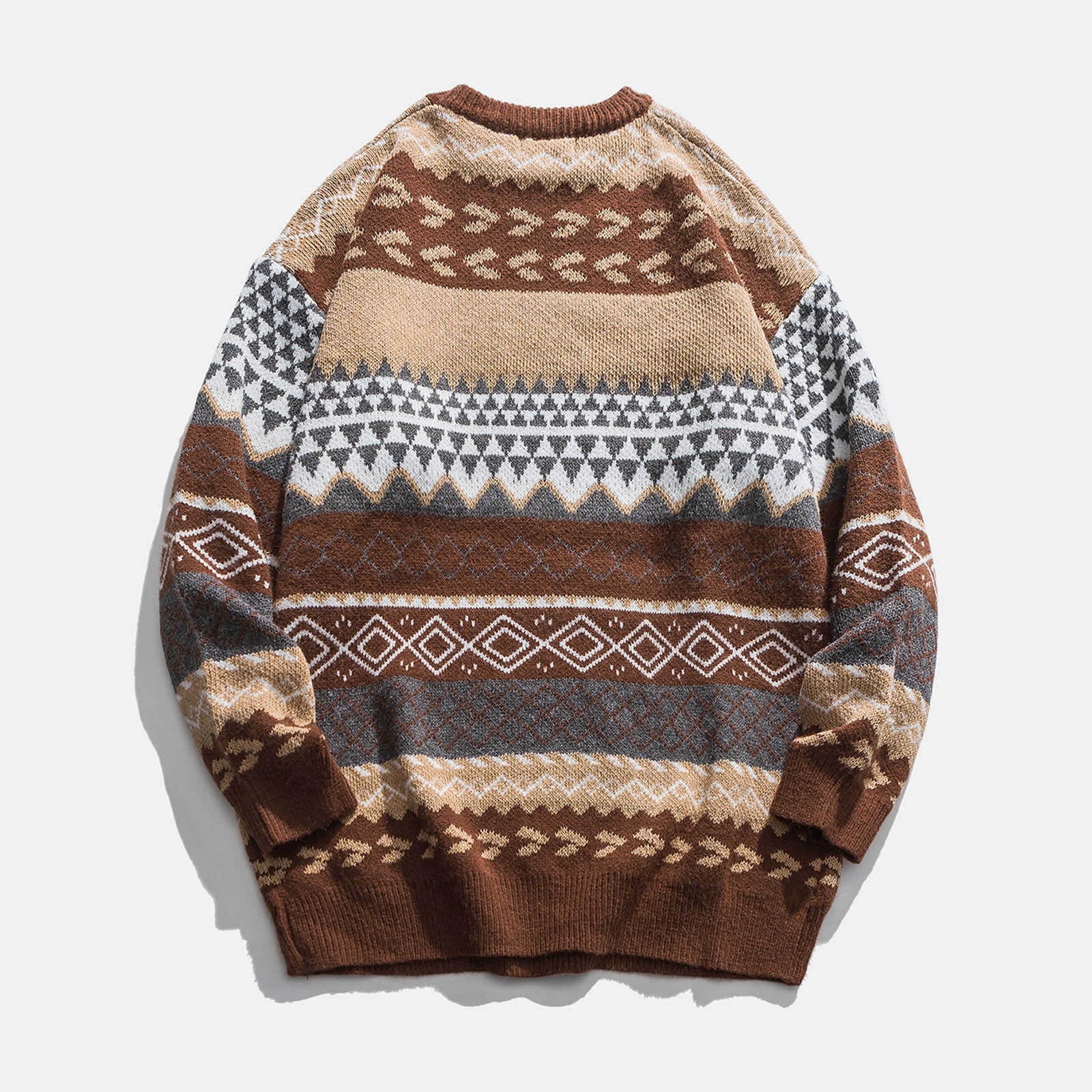 Jsaierl Men's Vintage Sweaters, Oversized Striped Aztec Jsaierl Men's Vintage Sweaters, Oversized Striped Aztec