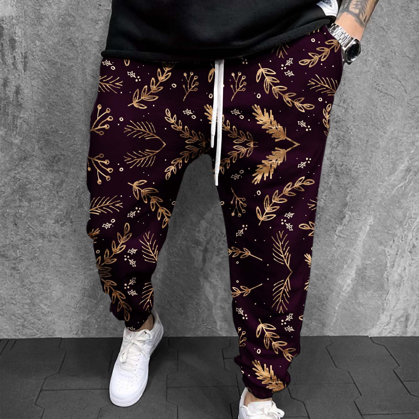 jsaierl Mens Sweatpants Drawstring Snowflake Graphic Funny Jogger Pant ...