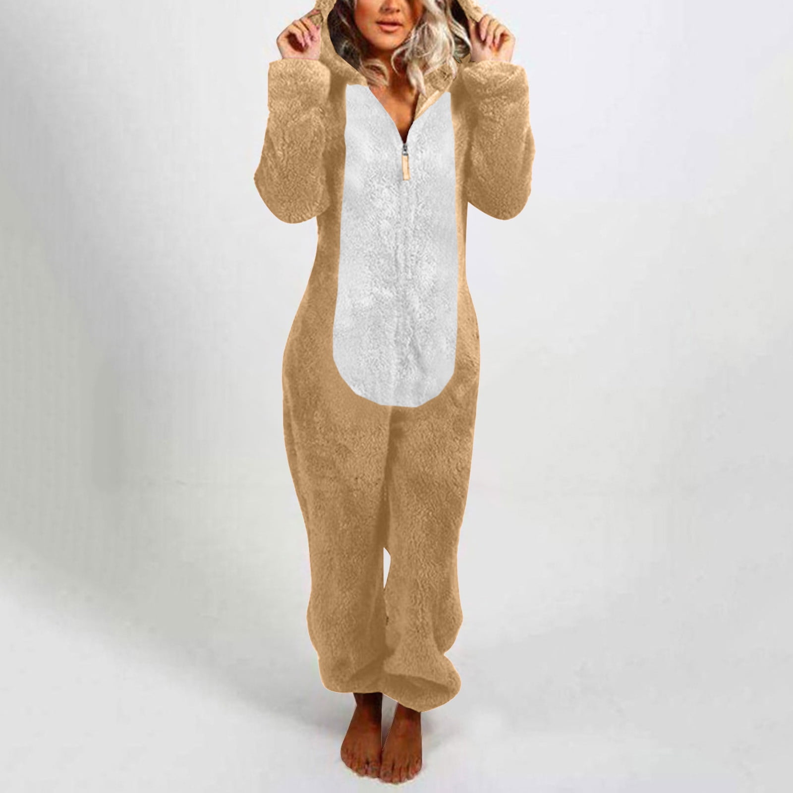 jsaierl Onesie Pajamas for Women,Women's Fuzzy Pajamas Long Sleeve ...