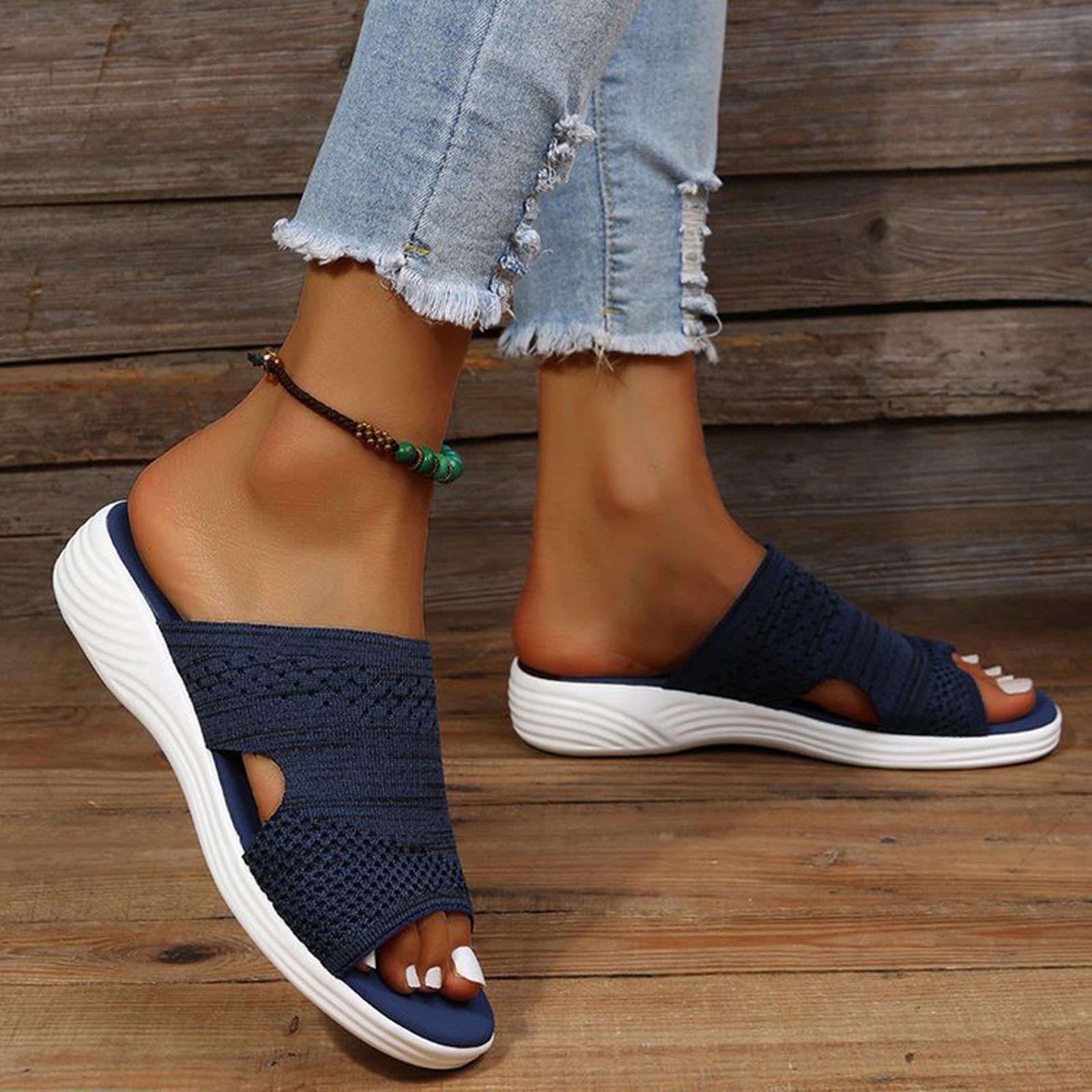 jsaierl Sandals for Women Mesh Soft Sole Slides Cutout Platform Wedge ...