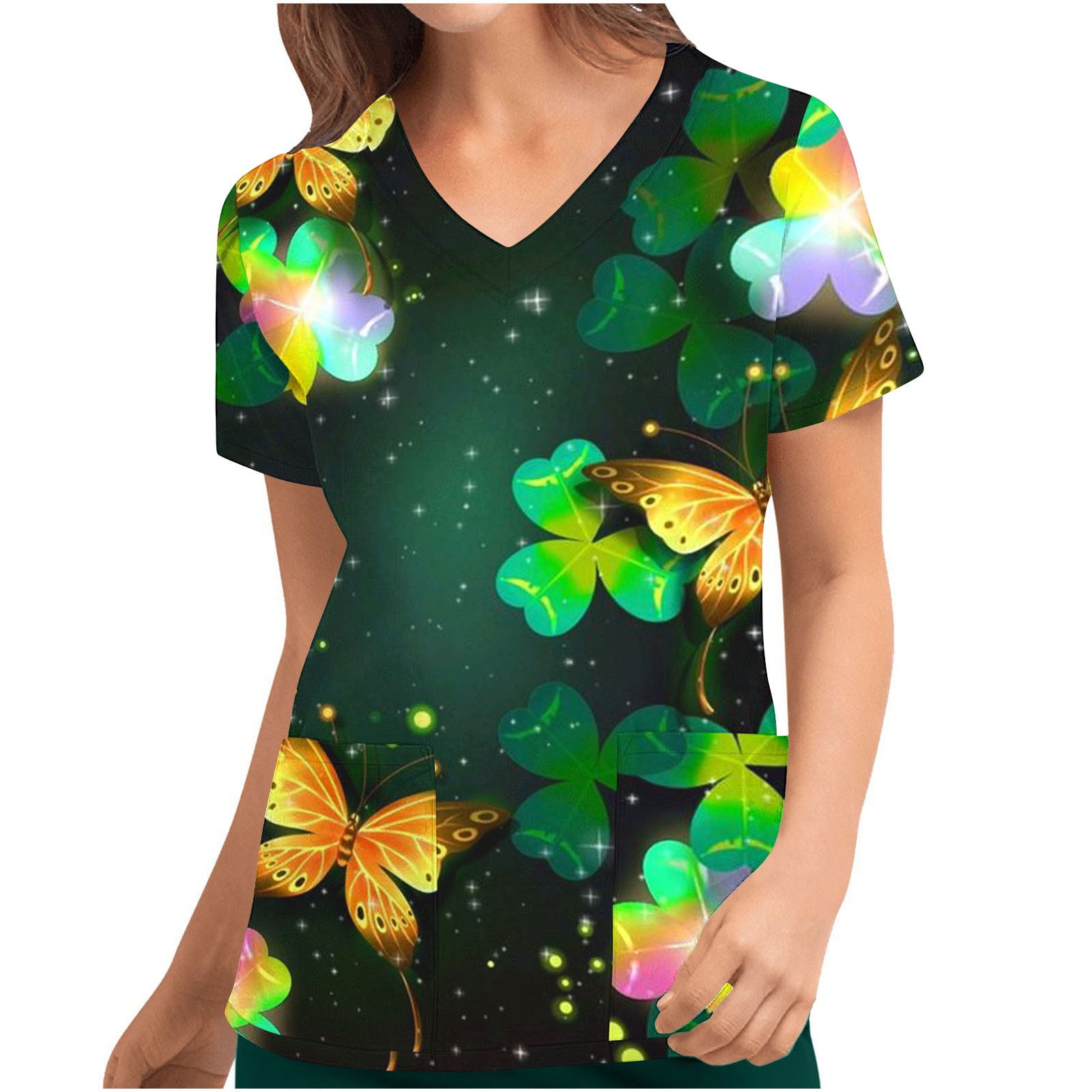 Jsaierl Scrubs For Women Happy St Patricks Day Scrub Tops Women 2024