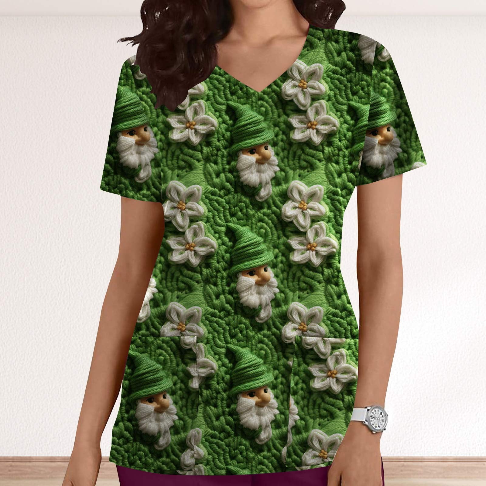 Jsaierl Scrubs For Women Happy St Patricks Day Scrub Tops Womens Cute