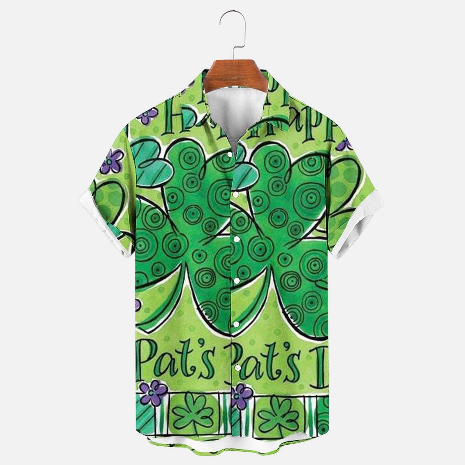 Jsaierl St Patricks Day Hawaiian Shirts For Men Lucky Four Leaf Clover