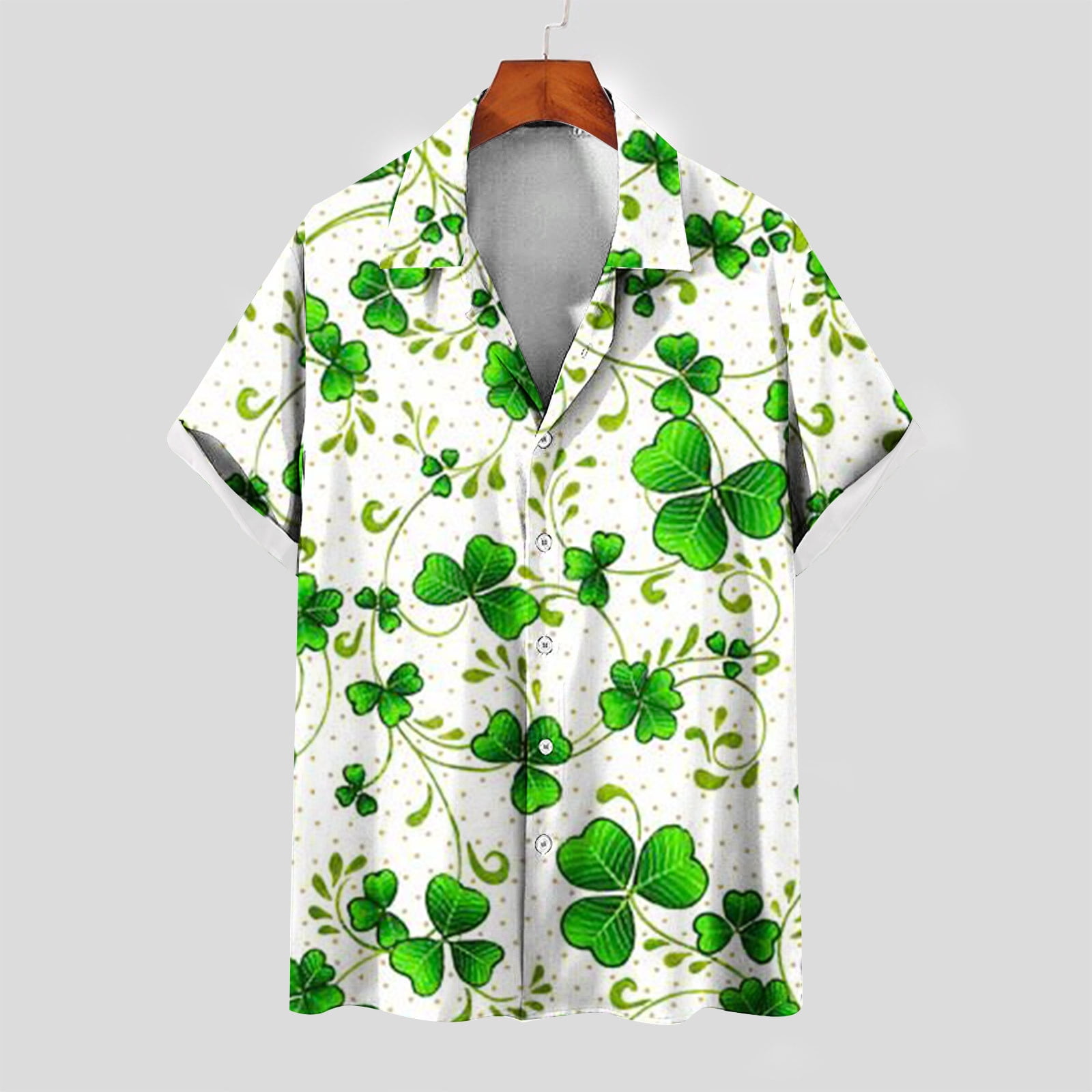 Jsaierl St Patricks Day Hawaiian Shirts Men Lucky Four Leaf Clover