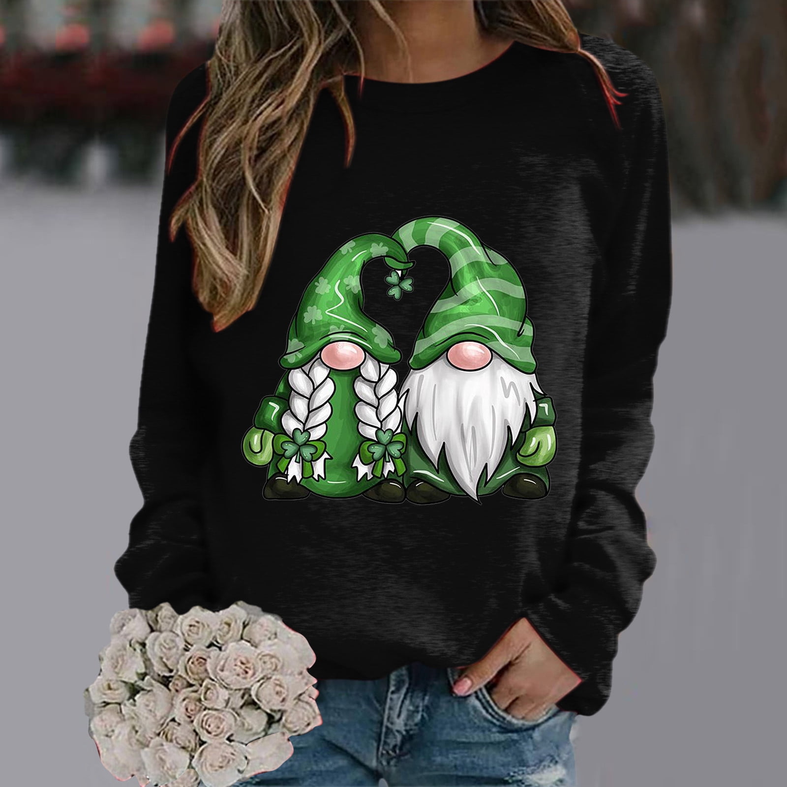 Jsaierl St Patricks Day Shirts Women Lucky Four Leaf Clover Graphic