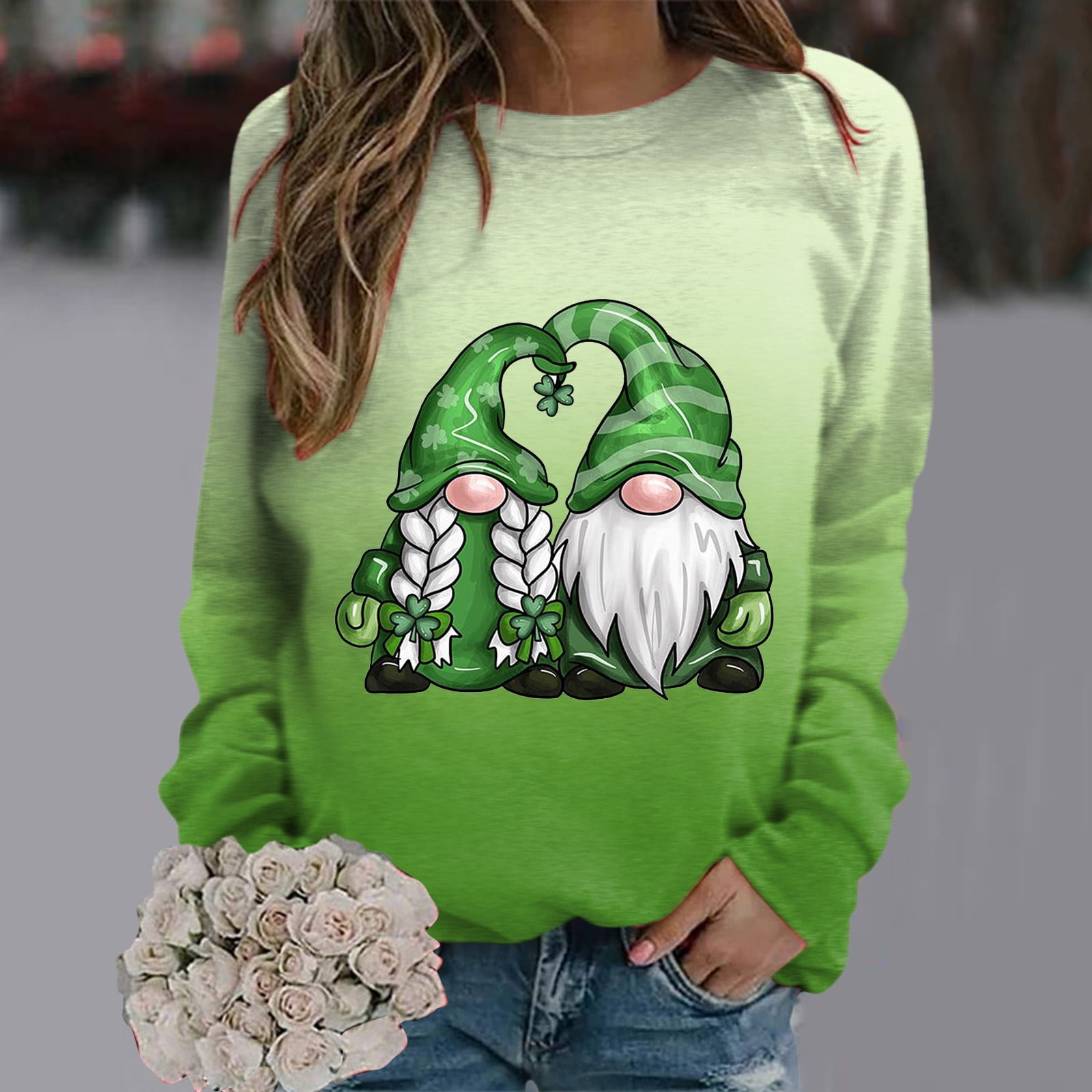 Jsaierl St Patricks Day Shirts Women Lucky Four Leaf Clover Graphic