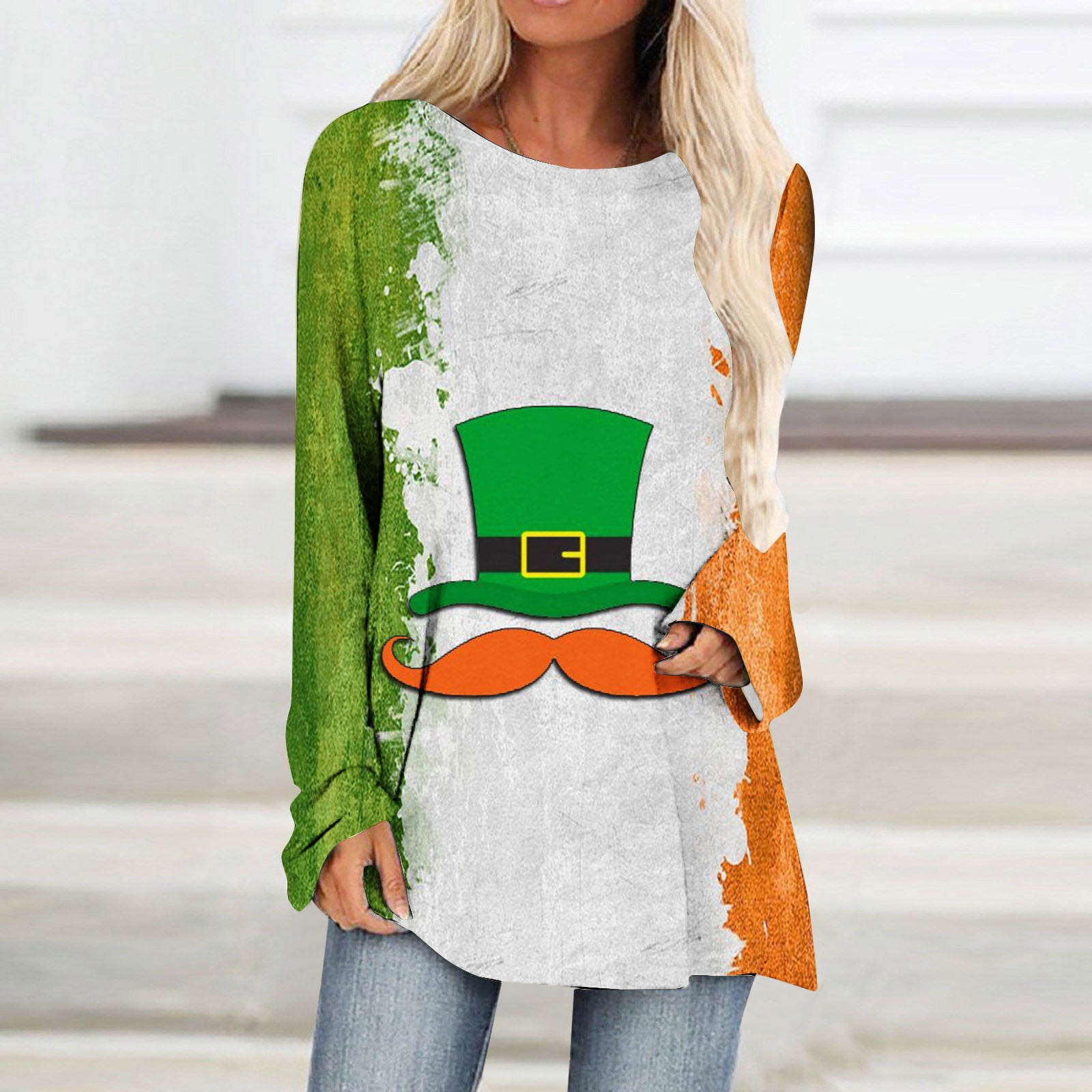 Jsaierl St Patricks Day Shirts Women Lucky Shamrock Graphic Tees