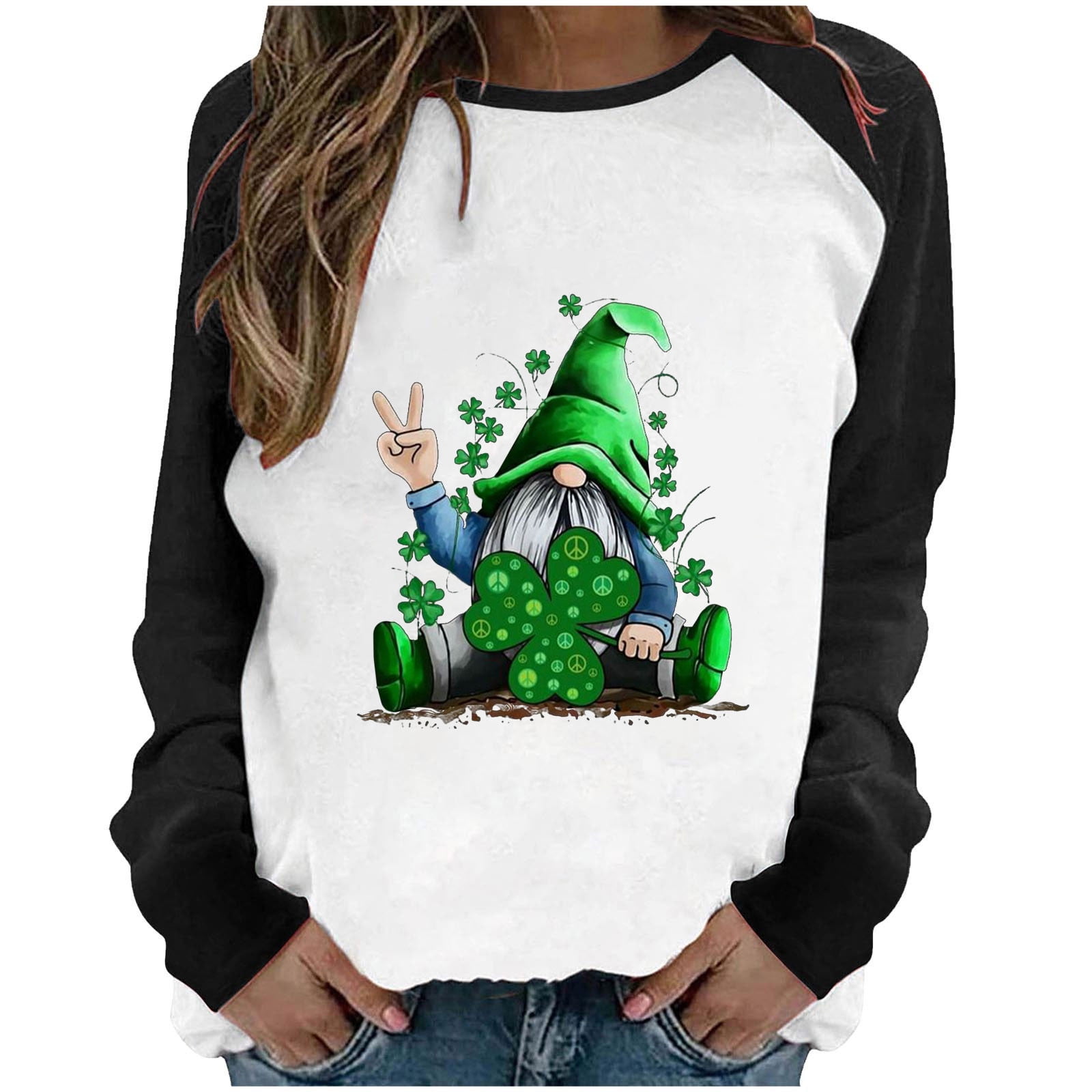 jsaierl St Patricks Day Shirts Women Plus Size Four Leaf Clover Graphic ...