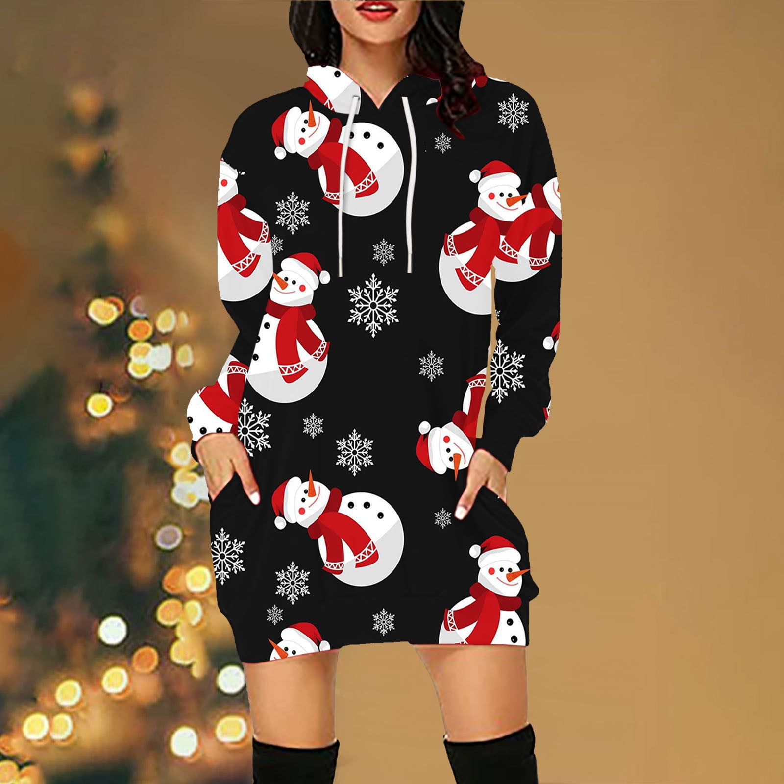 jsaierl Sweatshirt Dress Women Winter Long Sleeve Christmas Dresses ...