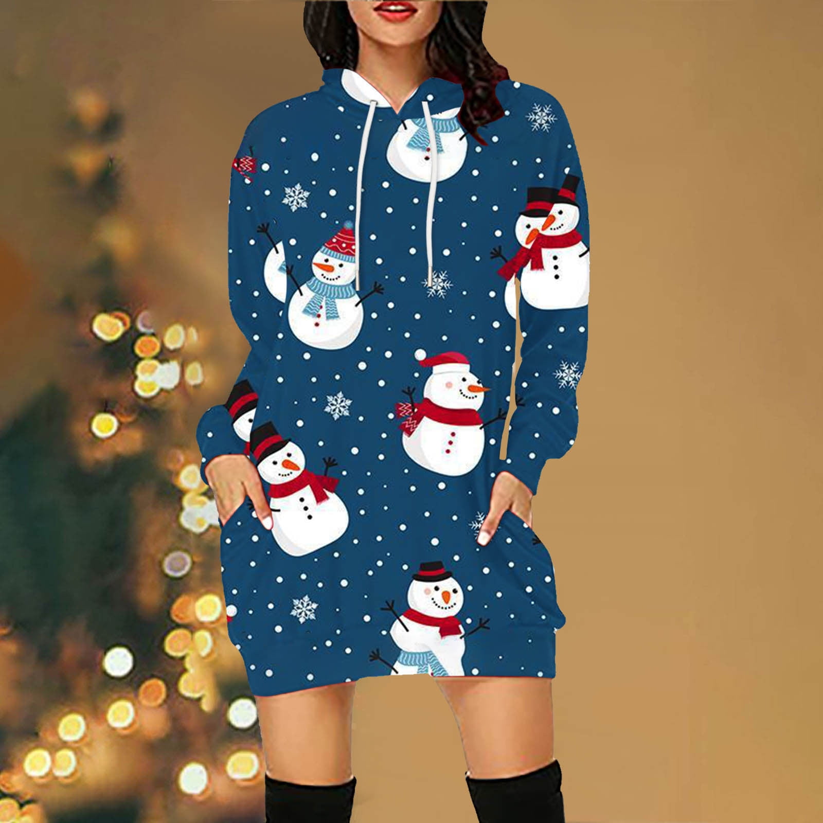 jsaierl Sweatshirt Dress Women Winter Long Sleeve Christmas Dresses ...