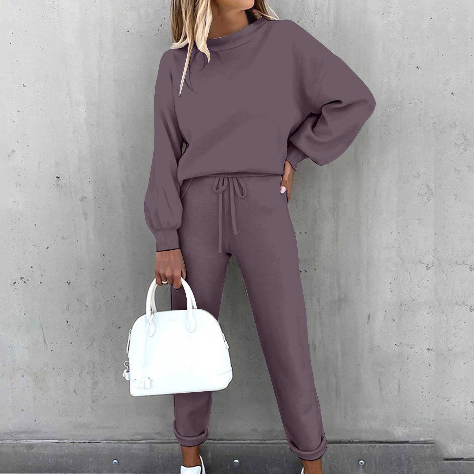 jsaierl Sweatsuit Sets for Women 2 Piece Long Sleeve Sweatshirt Top and ...
