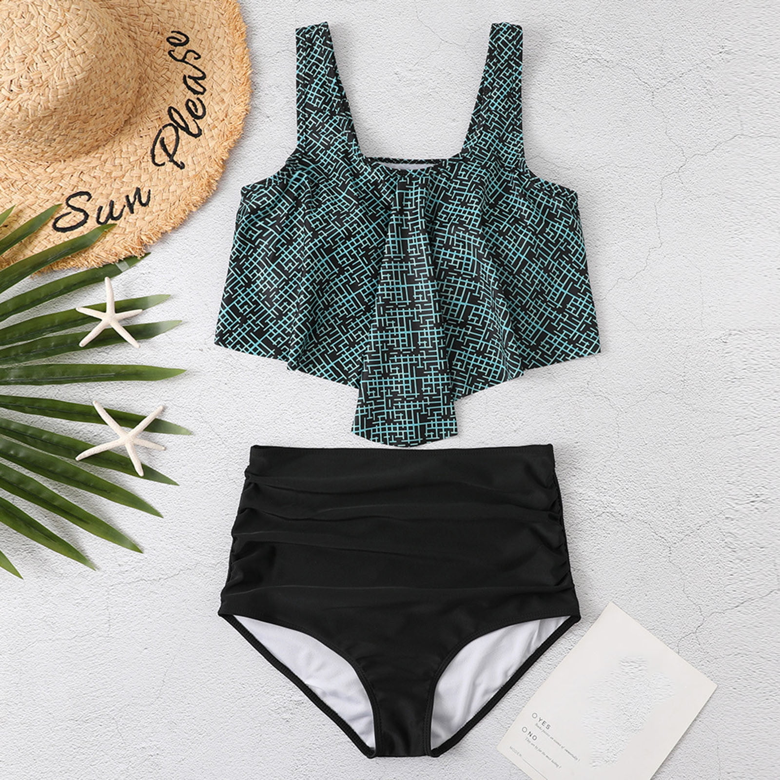 jsaierl Tankini Swimsuit for Women Ruffled Bathing Suits Tummy Control ...