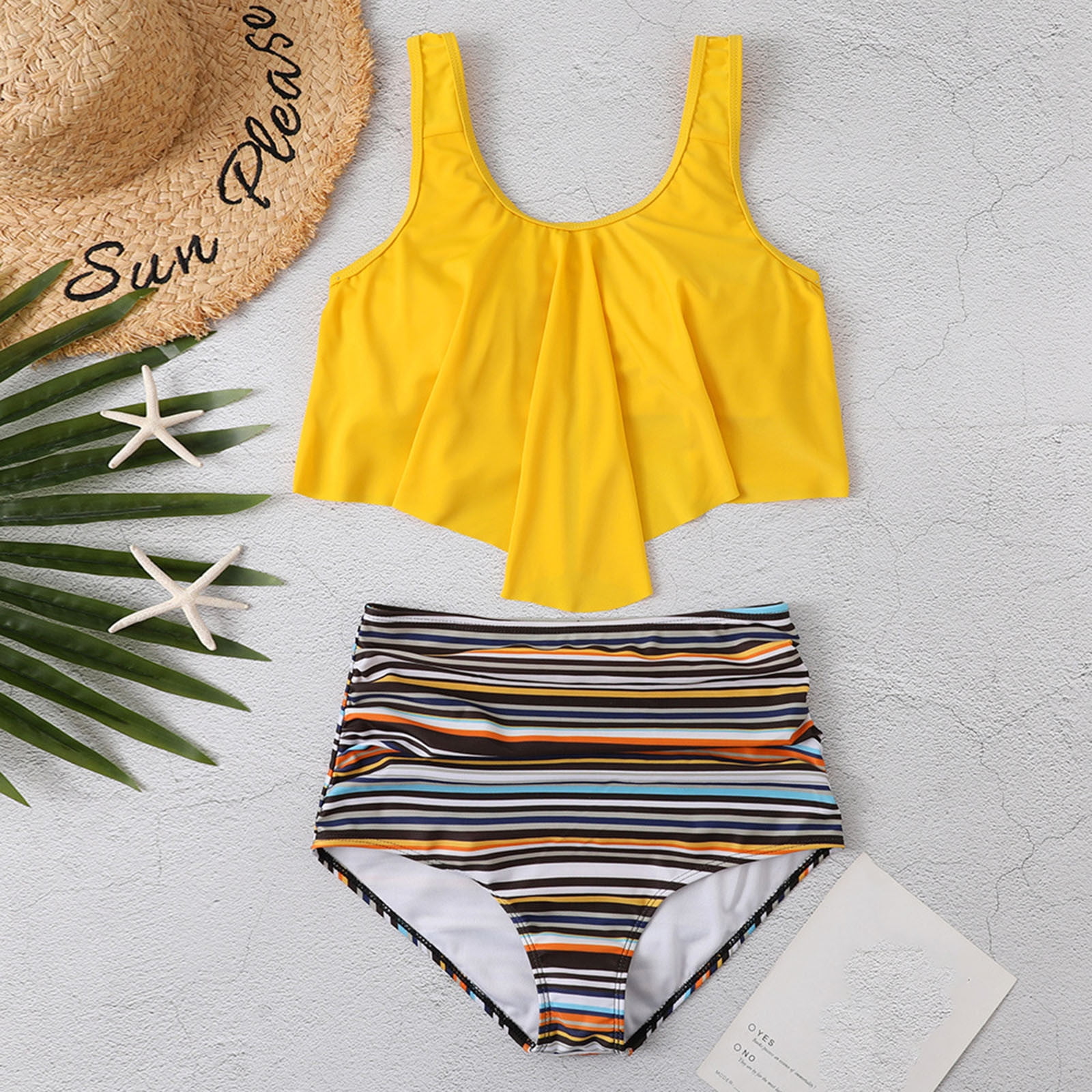 jsaierl Tankini Swimsuit for Women Ruffled Bathing Suits Tummy Control ...