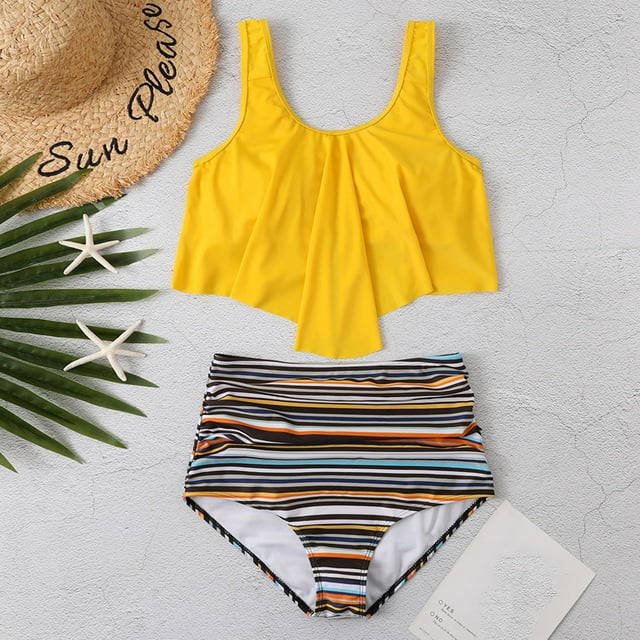 jsaierl Tankini Swimsuit for Women Ruffled Bathing Suits Tummy Control ...