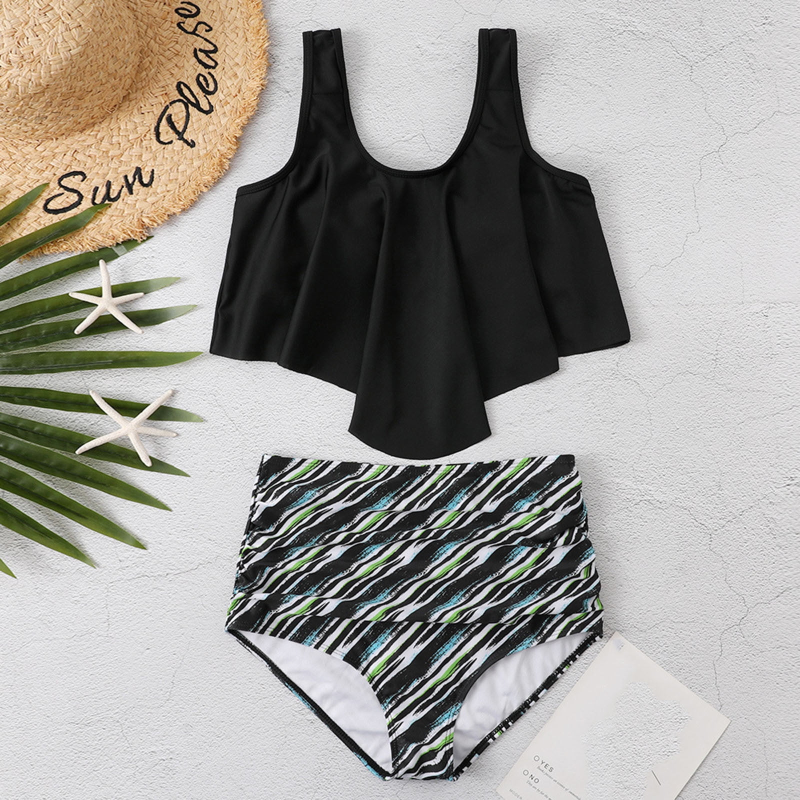 jsaierl Tankini Swimsuit for Women Ruffled Bathing Suits Tummy Control ...