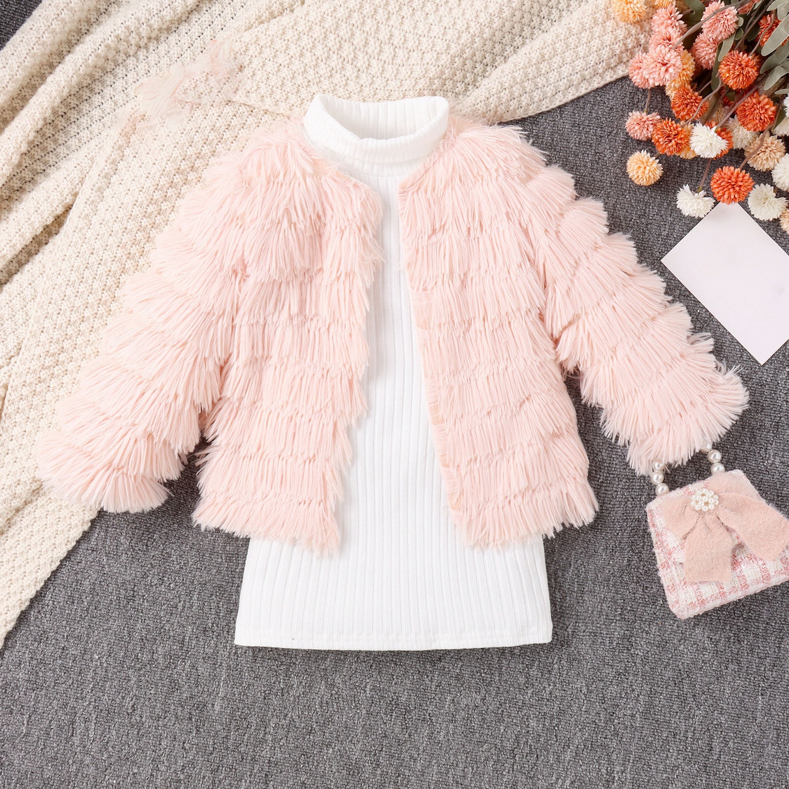 jsaierl Toddler Babby Girls Fall Outfits 2 Pcs Long Sleeve Turtleneck ...