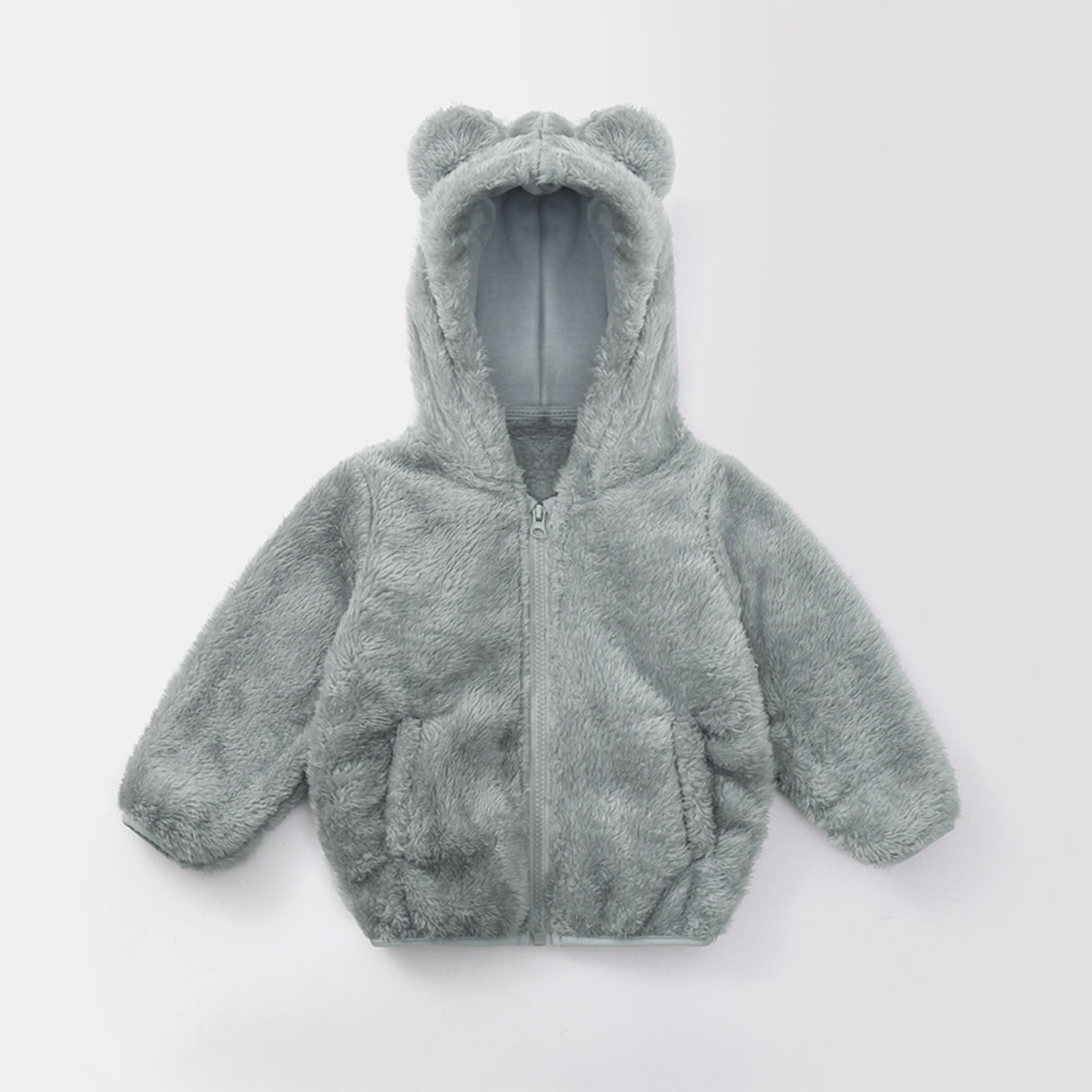 jsaierl Toddler Baby Girl Boy Hoodie Coat Cardigan Faux Fur Teddy Warm Fall Winter Plush Jacket ...