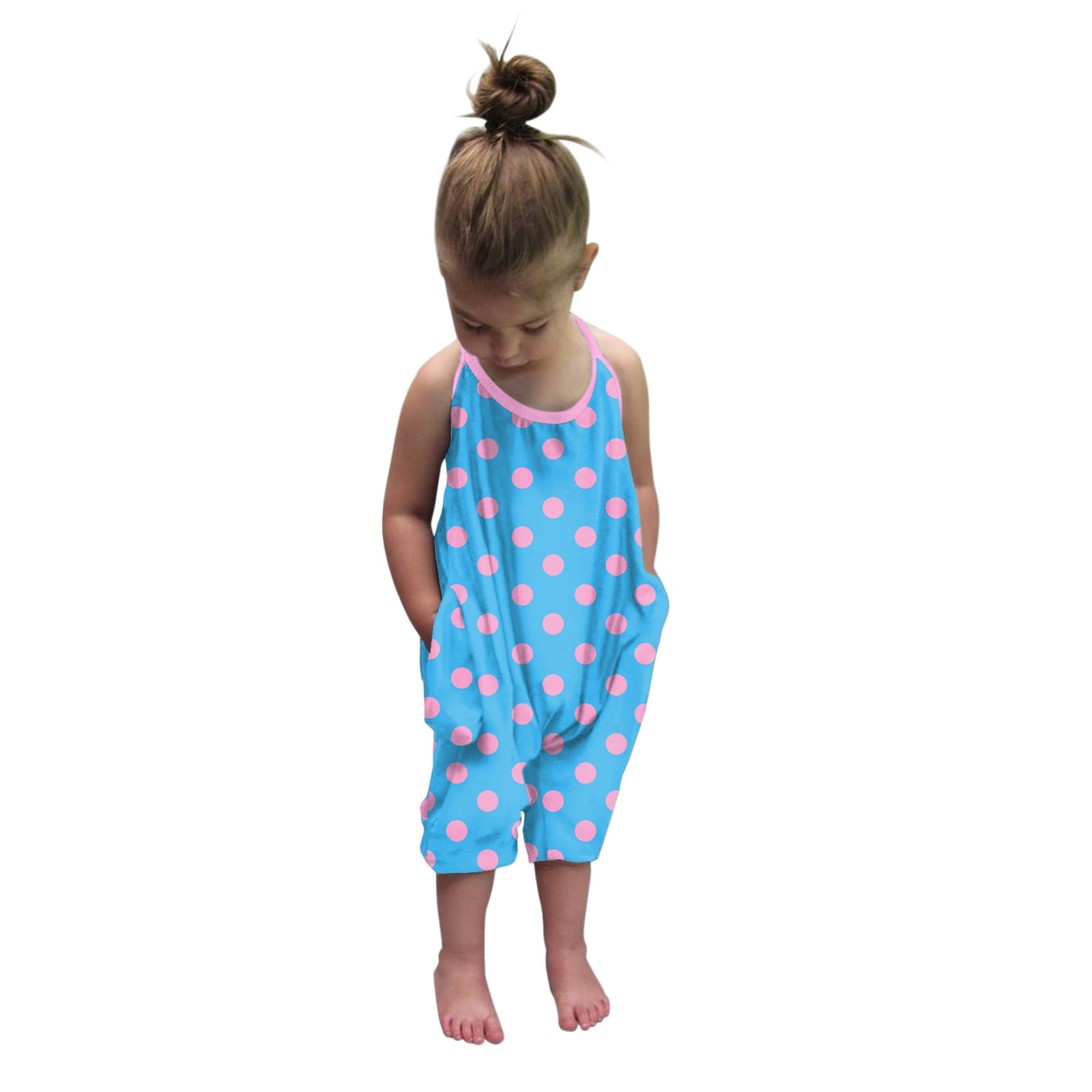 jsaierl Toddler Girls Baby Kids Jumpsuit Printing Strap Romper Summer ...