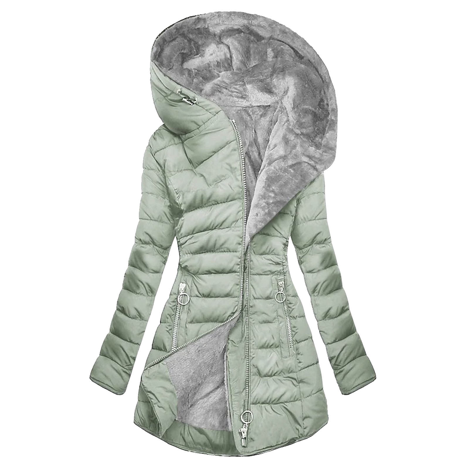 jsaierl Winter Coats for Women with Hood Fleece Lined Thicken Puffer ...