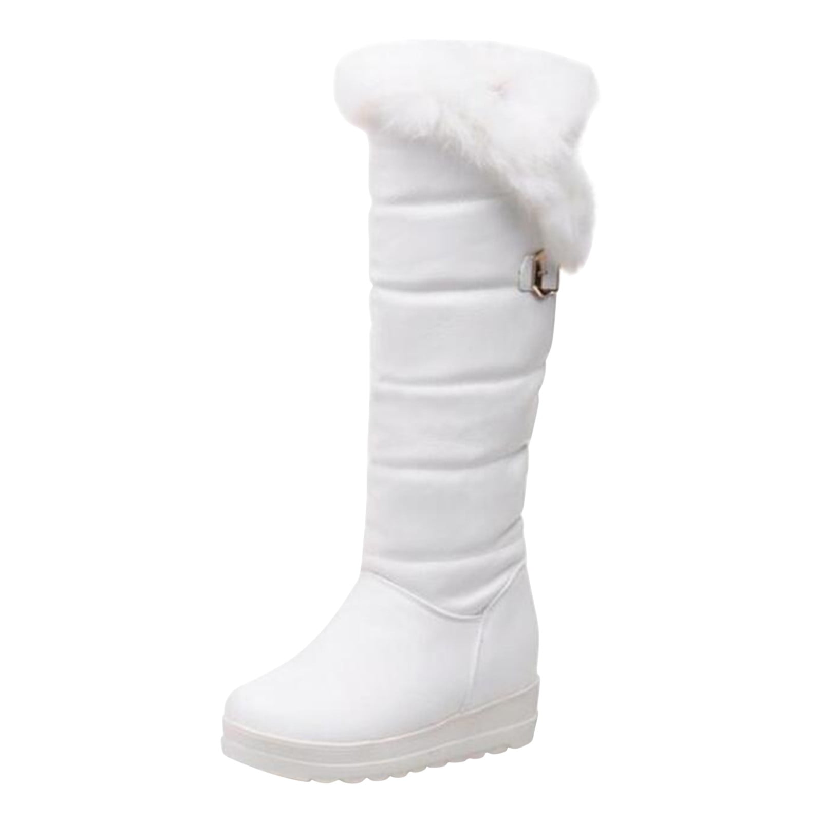 jsaierl Women Knee High Snow Boots Winter Thick Fleece Faux Fur Lined ...