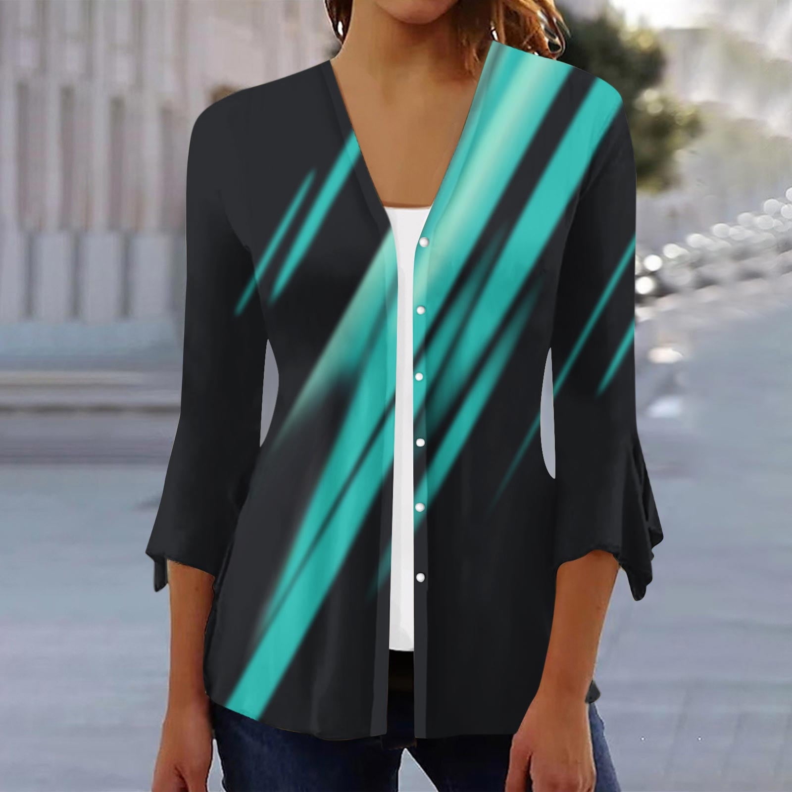 jsaierl Women's Casual 3/4 Sleeve Cardigans 2024 Summer Fashion Open ...