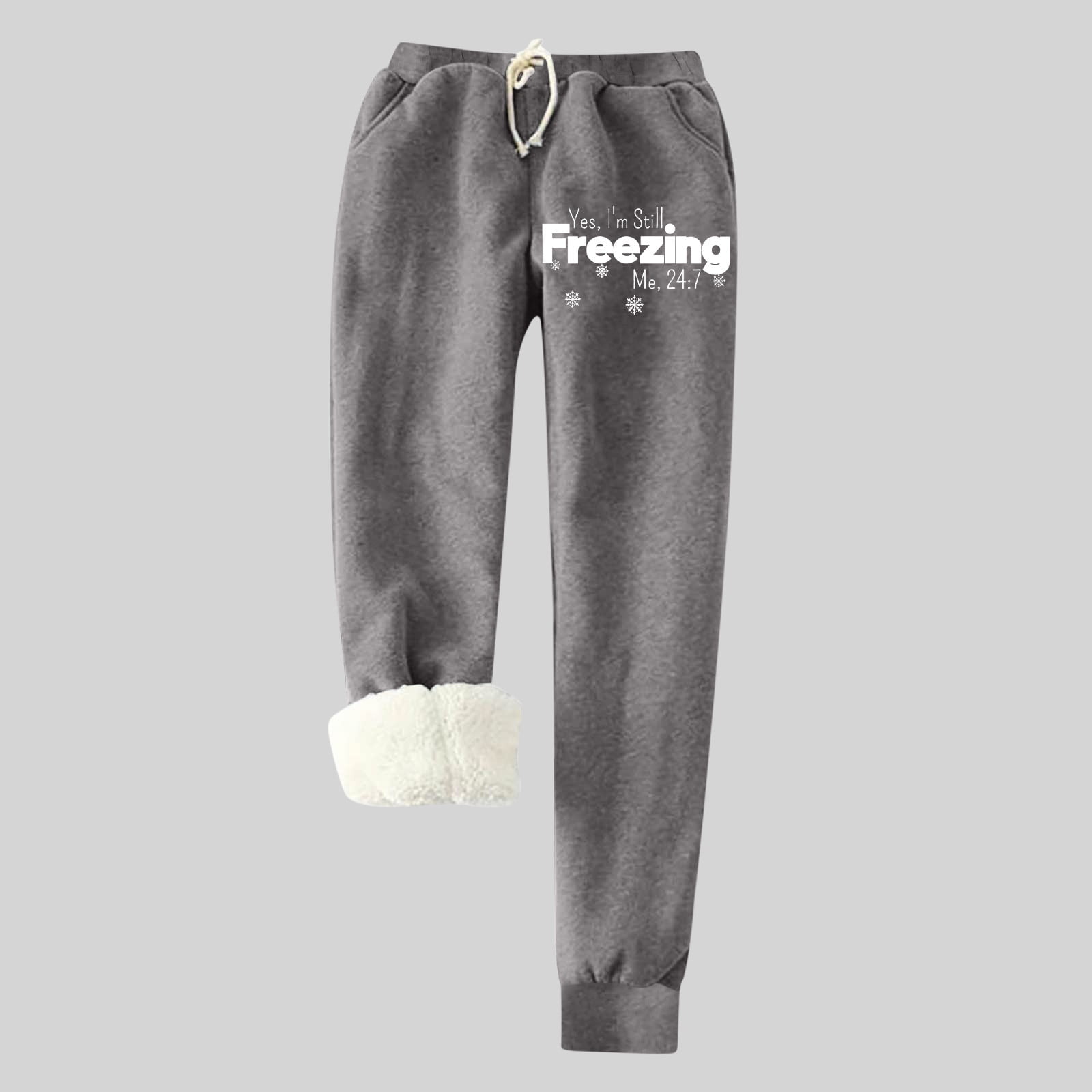 jsaierl Women's Fleece Lined Sweatpants Petite Warm Thick Pants Fleece ...