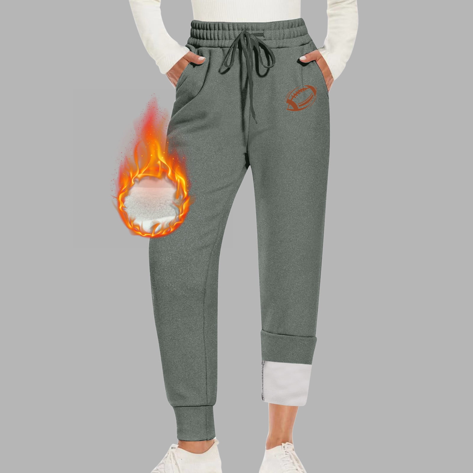 jsaierl Women's Fleece Lined Sweatpants Petite Warm Thick Pants Sherpa ...