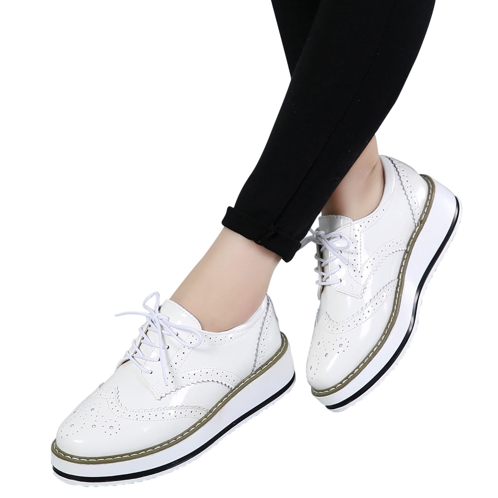 jsaierl Women's Platform Lace-Up Square Toe Oxfords Shoe Business ...