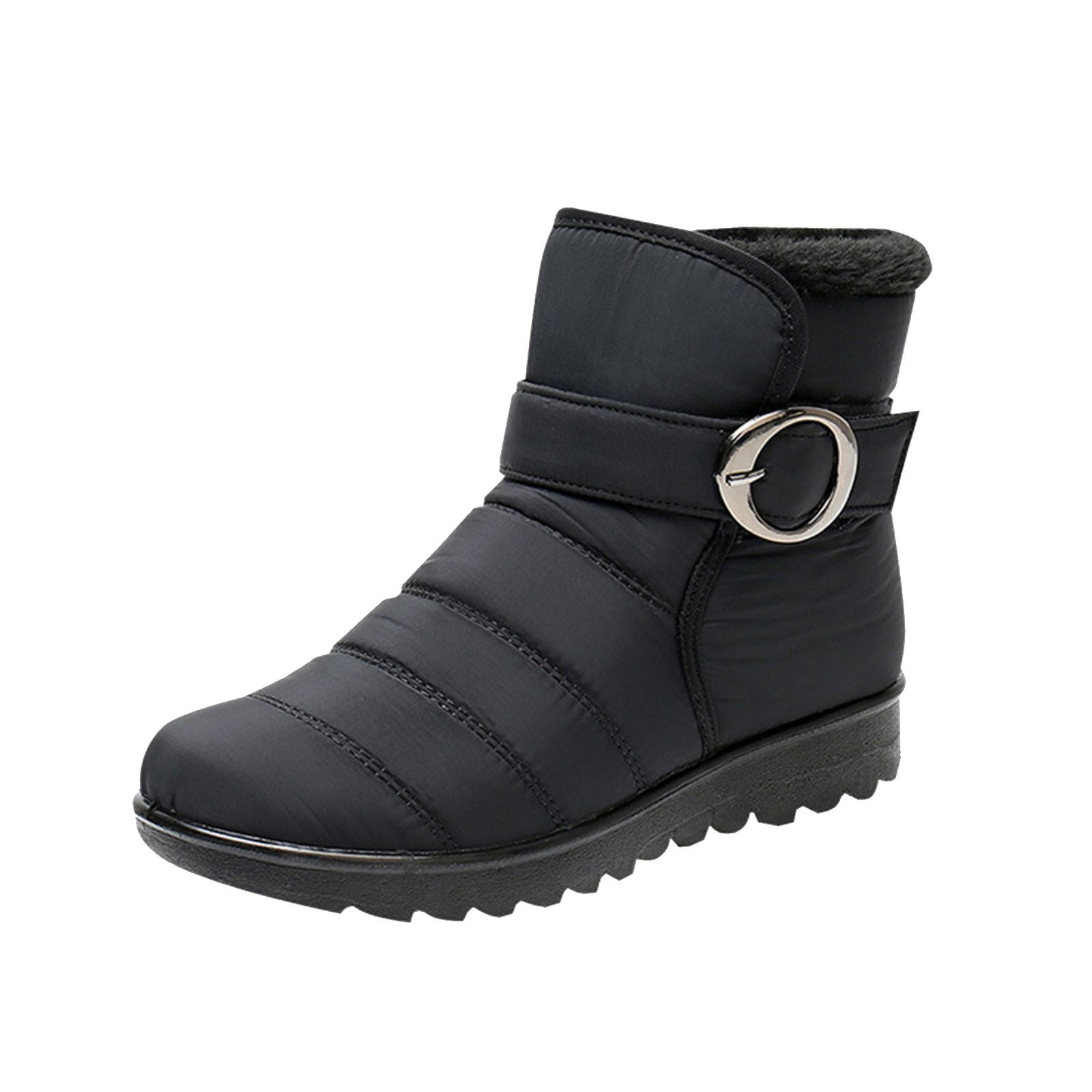 jsaierl Women's Snow Booties Keep Warm Plush Low Heels Ankle Boots ...