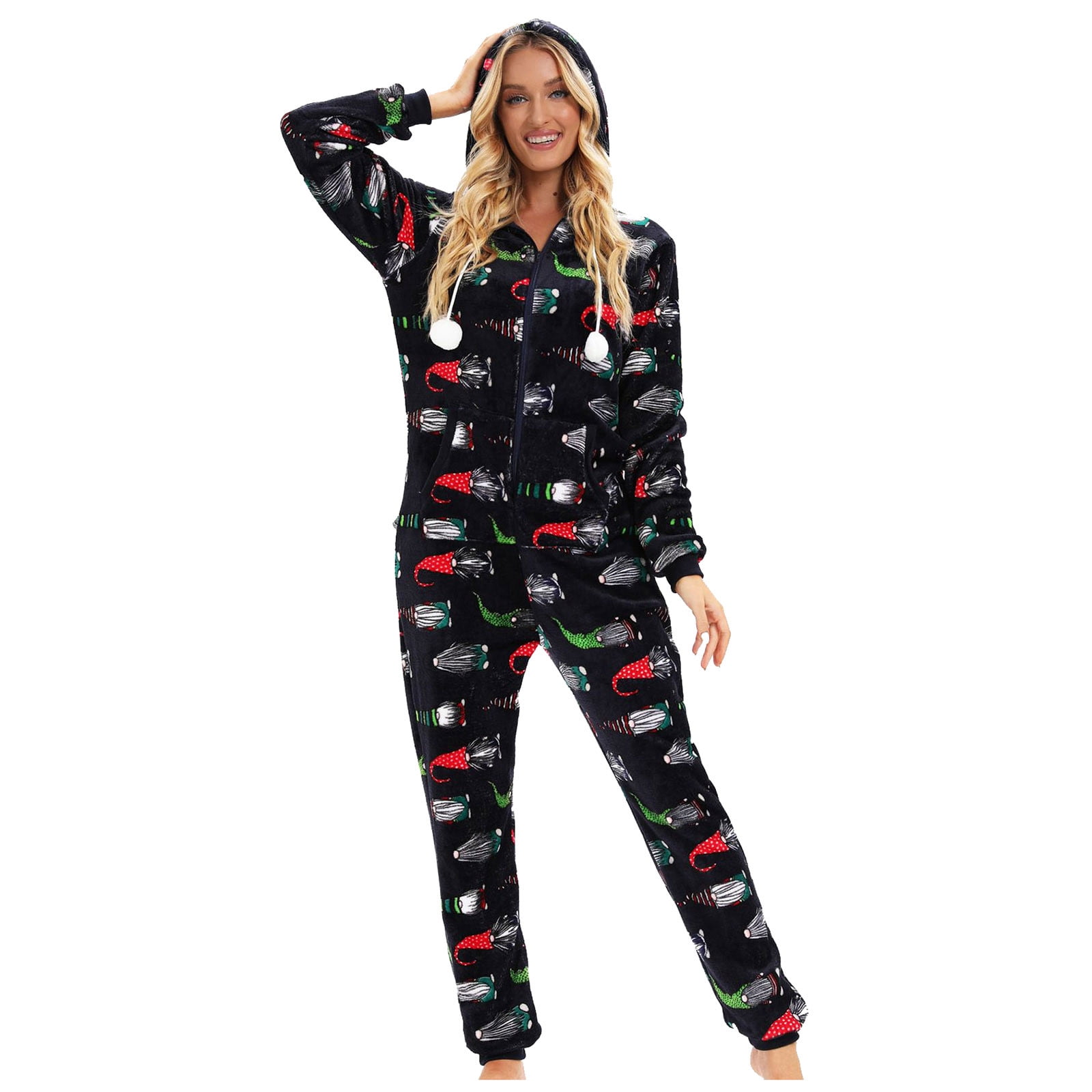 jsaierl Women's Winter Warm Sherpa Romper Fuzzy Fleece Onesie Pajama ...